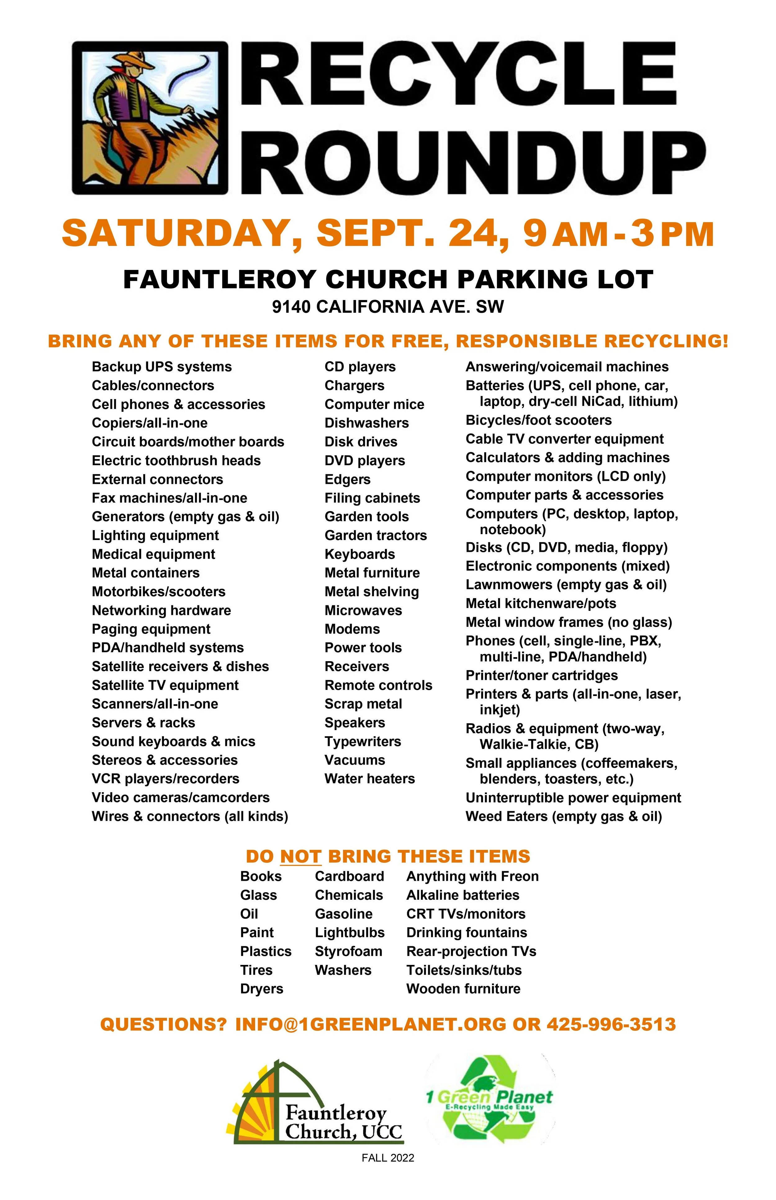 Get Ready to Recycle — Fauntleroy Church, UCC in West Seattle