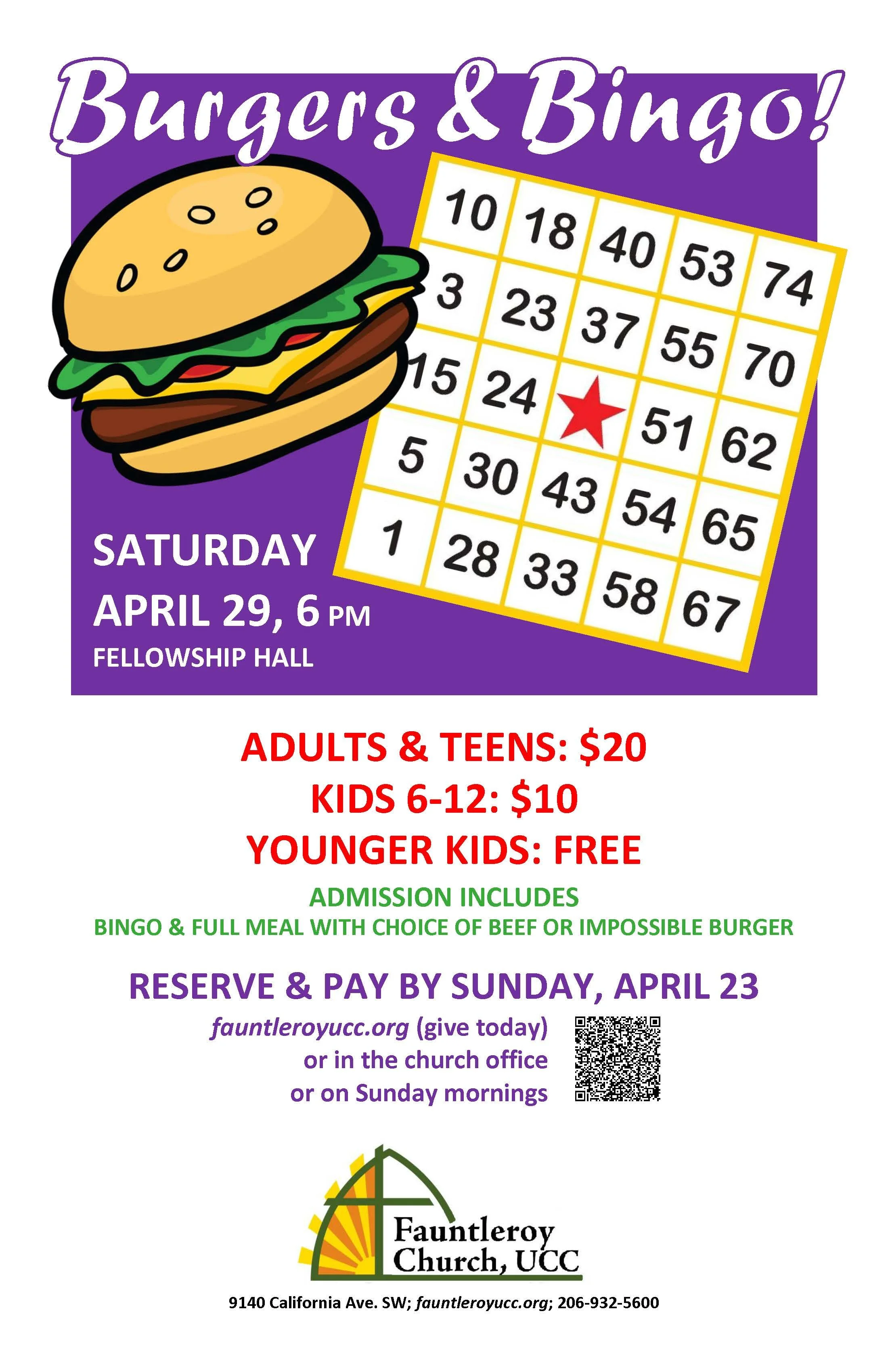 Burgers and Bingo — Fauntleroy Church, UCC in West Seattle