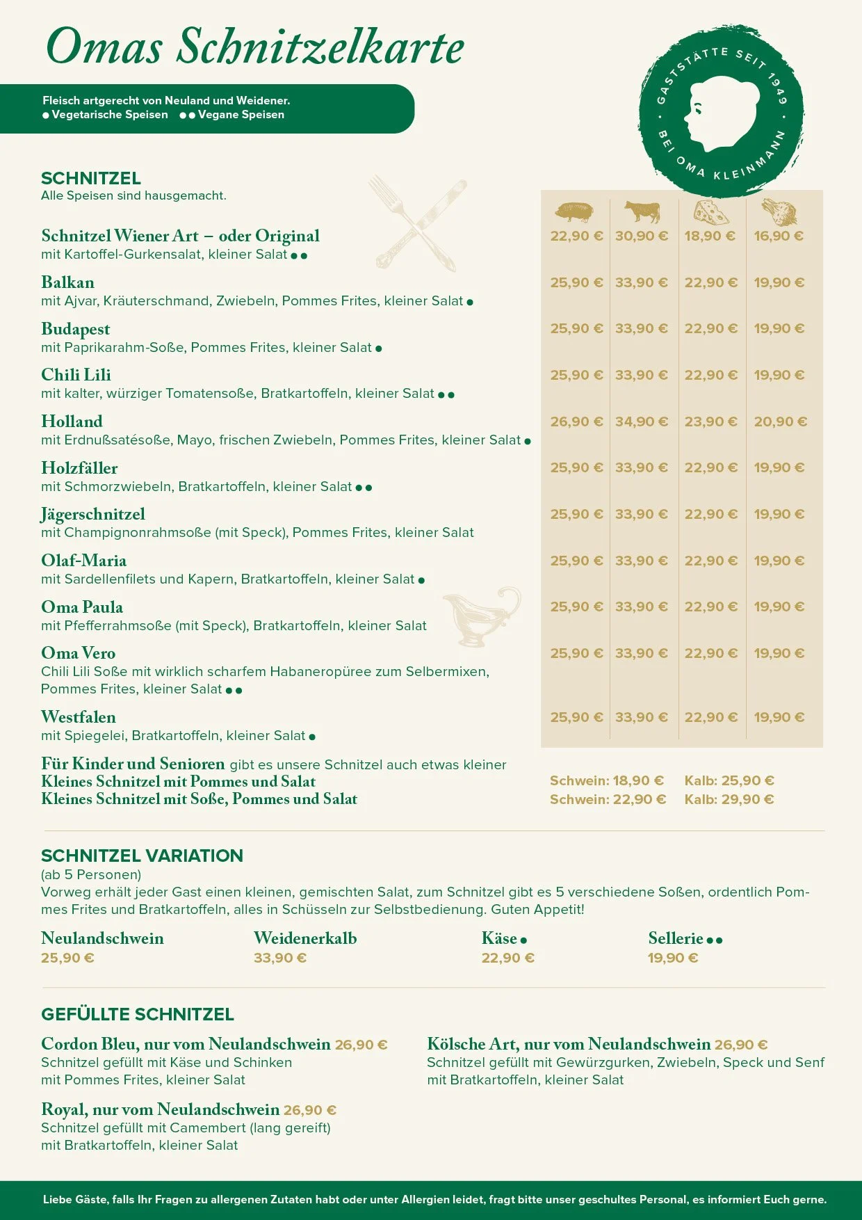 Speisen — Bei Oma Kleinmann