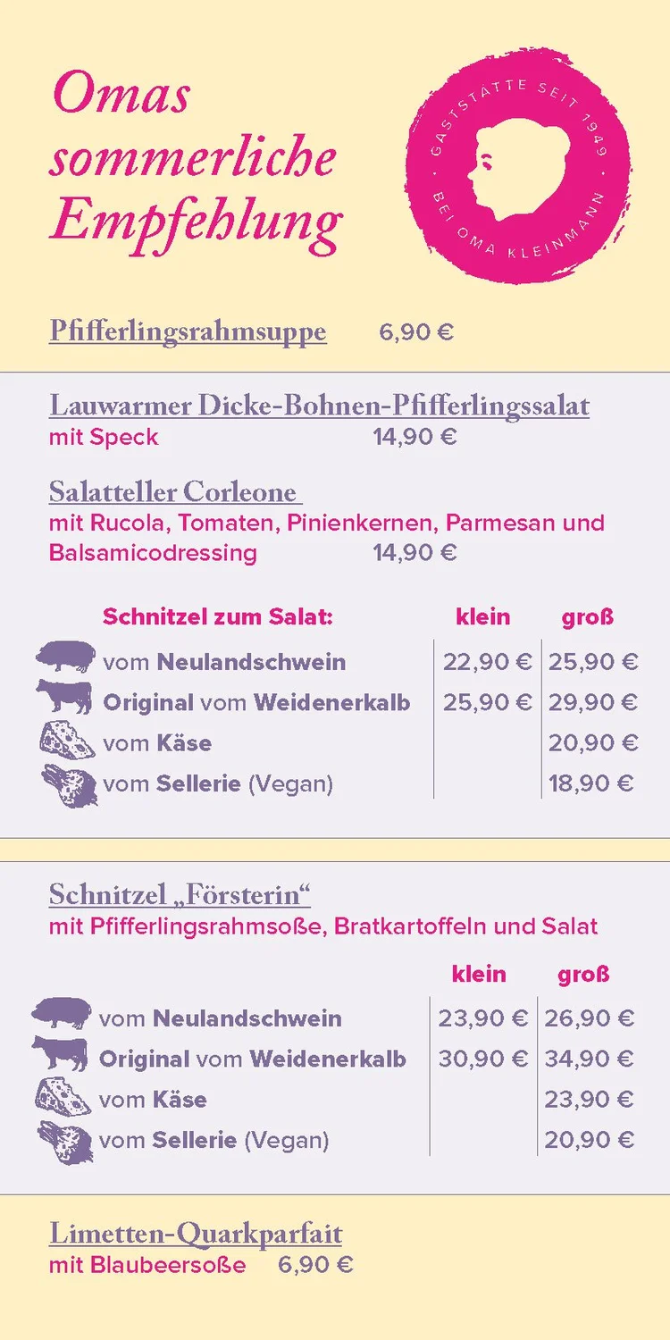 Speisen — Bei Oma Kleinmann