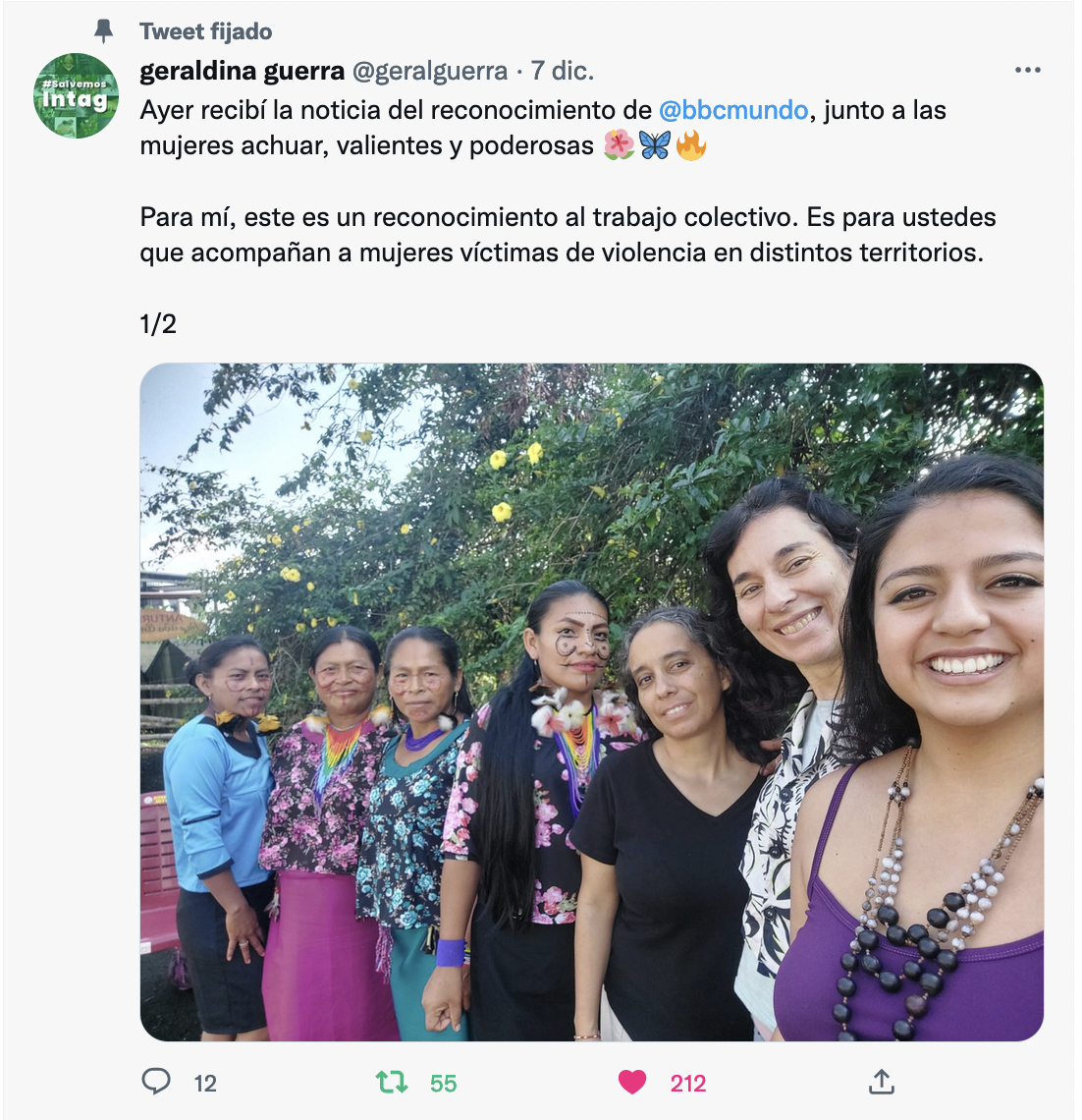 Geraldina Guerra Garcés , presidenta de ALDEA, es reconocida entre las ...