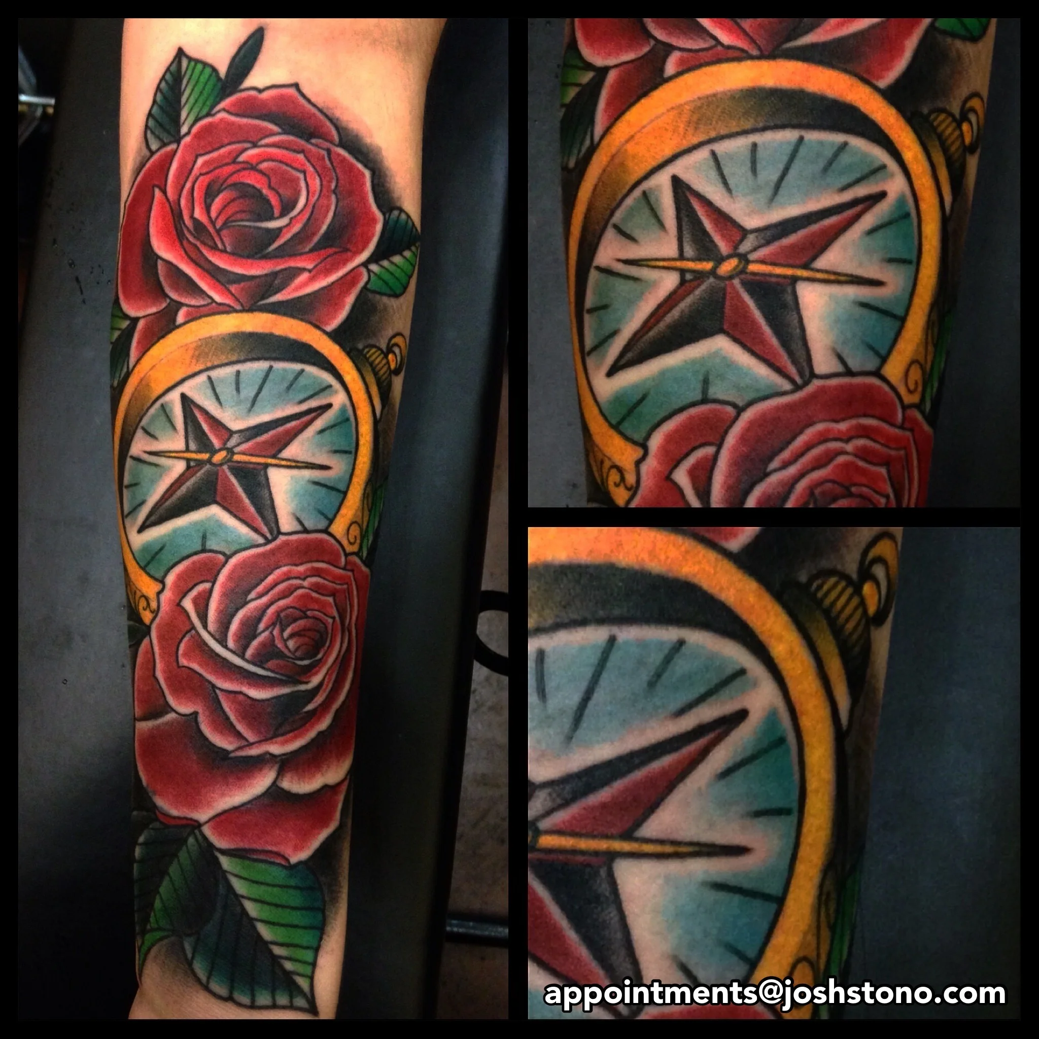 Neo Traditional Compass Tattoo