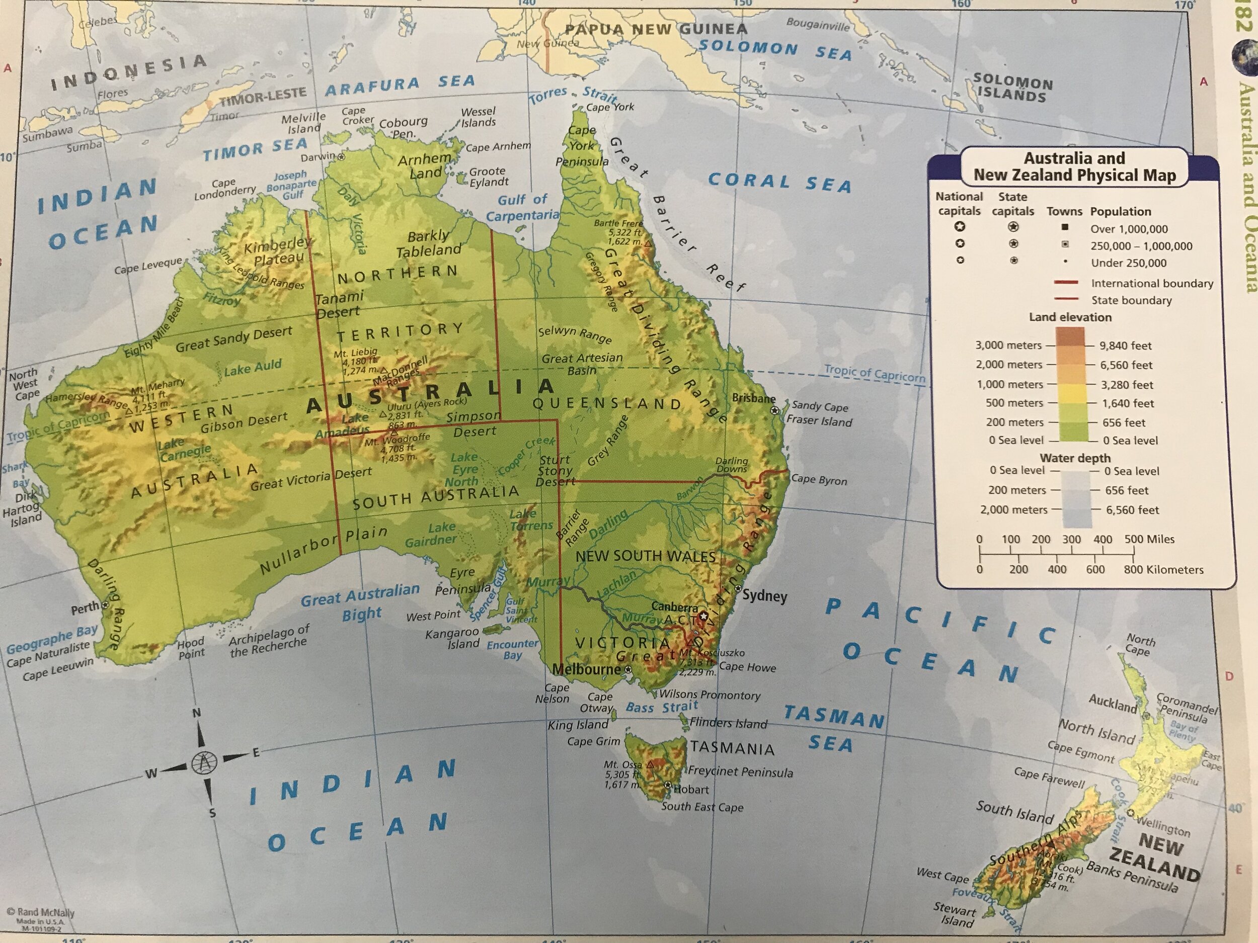 Physical Map Of Australia And New Zealand CRAFTWAFT ROLLUP PHYSICAL