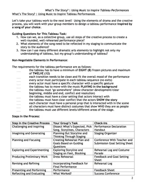 Elements of Tableau Lesson Plan and Project - Cathy Clarke Theatre