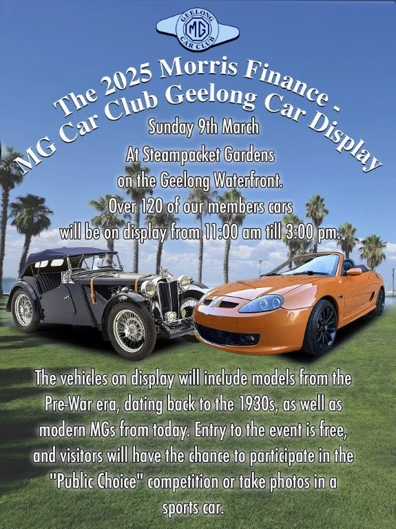 The 2025 Morris Finance - MG Car Club Geelong Car Display — AOMC