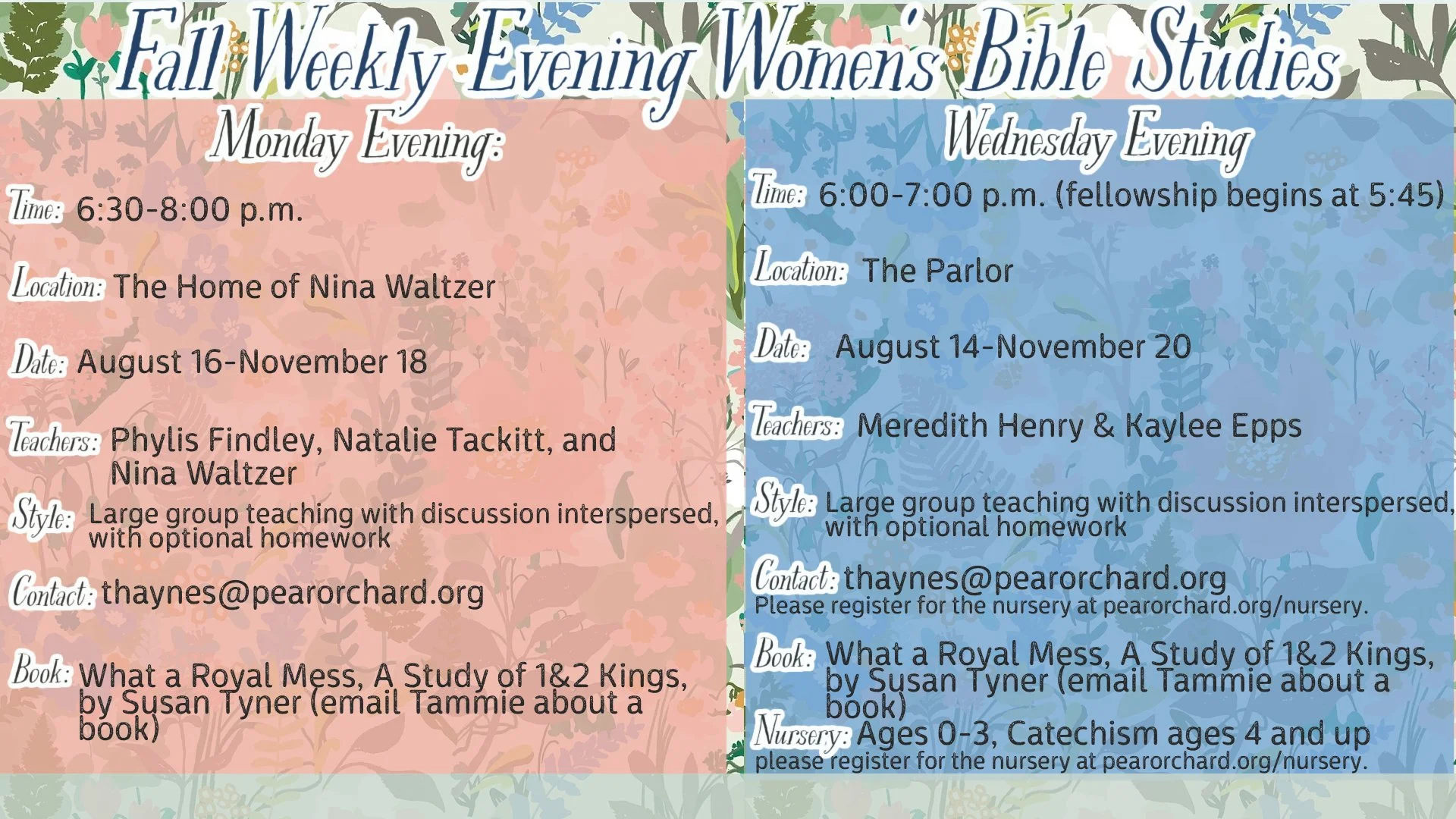 Weekly Bible Studies — POPC