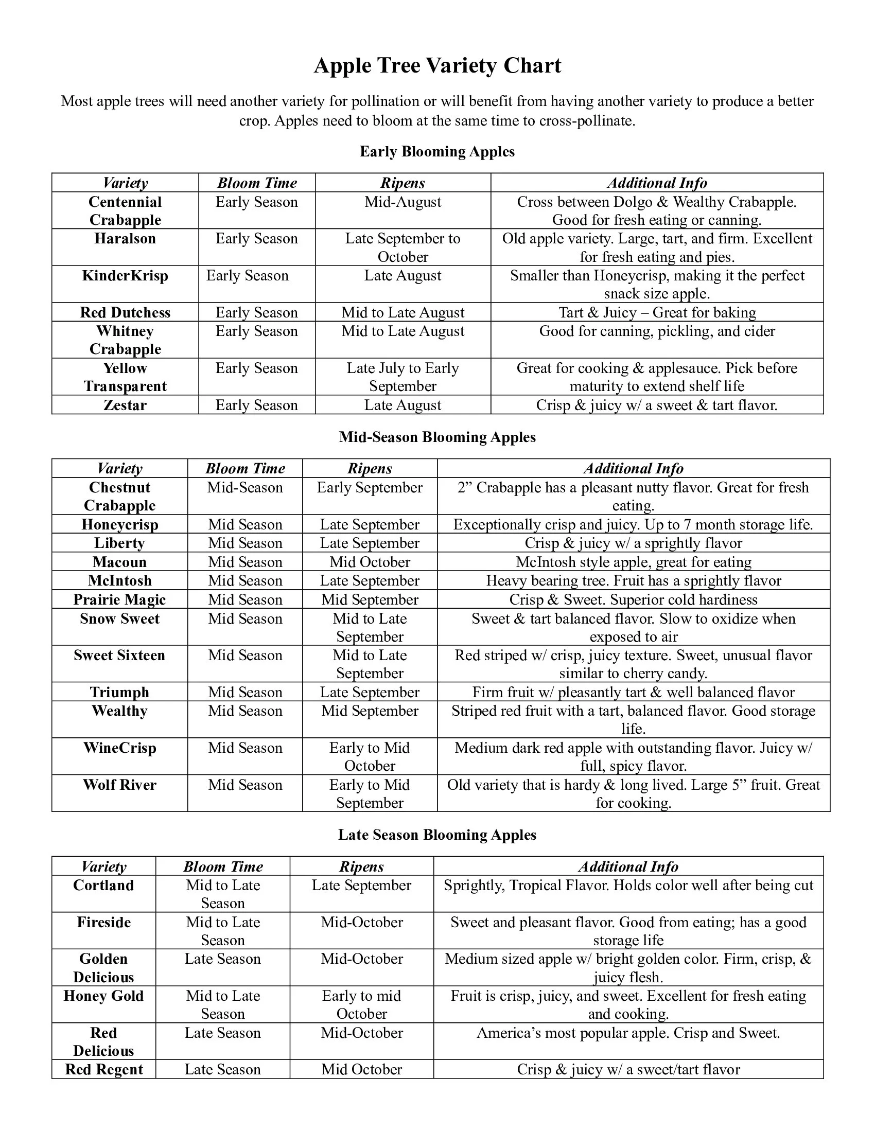 Apple Tree Variety & Pollination Guide — Ivy Trails Gift & Garden