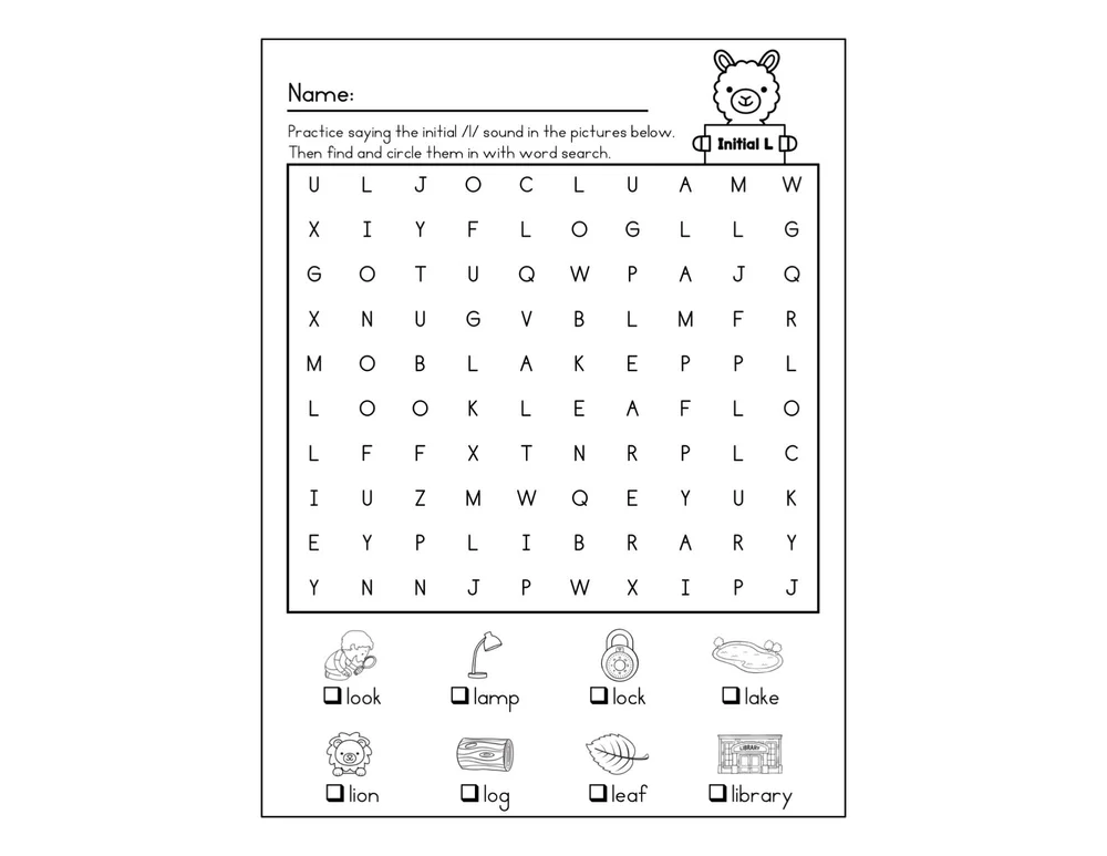 Practice the Initial /L/ Sound: Speech & Language Activities — SLP