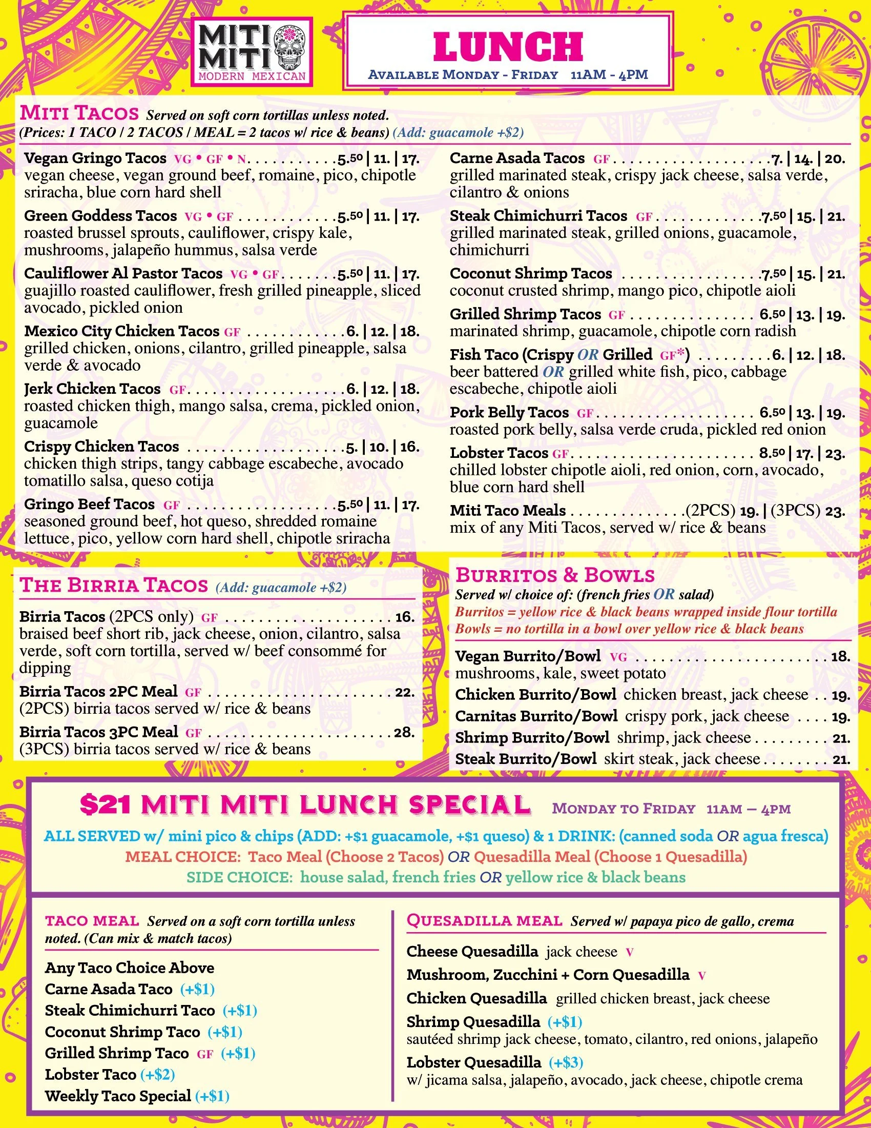 Breakfast Menu — Miti Miti Modern Mexican