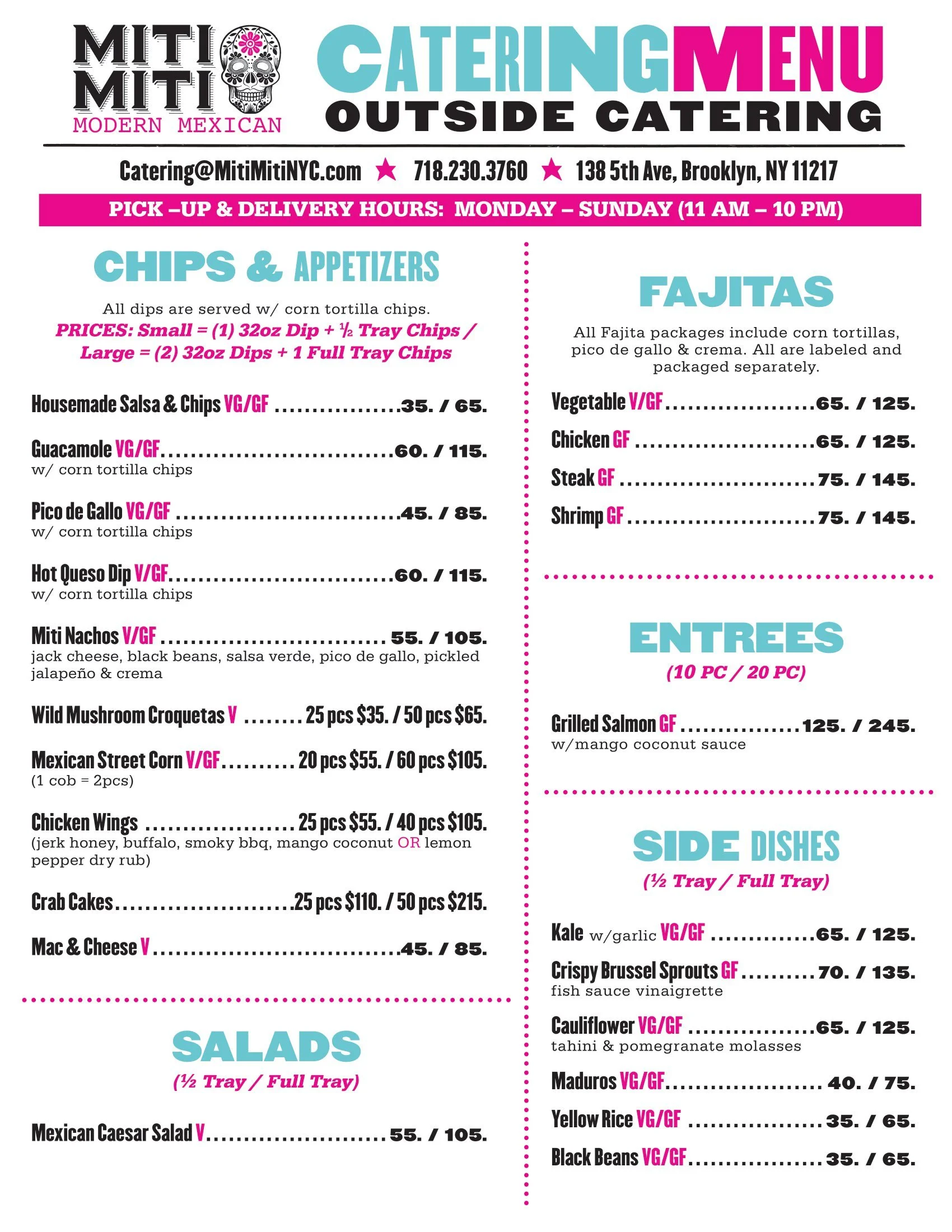 Catering Menu — Miti Miti Modern Mexican