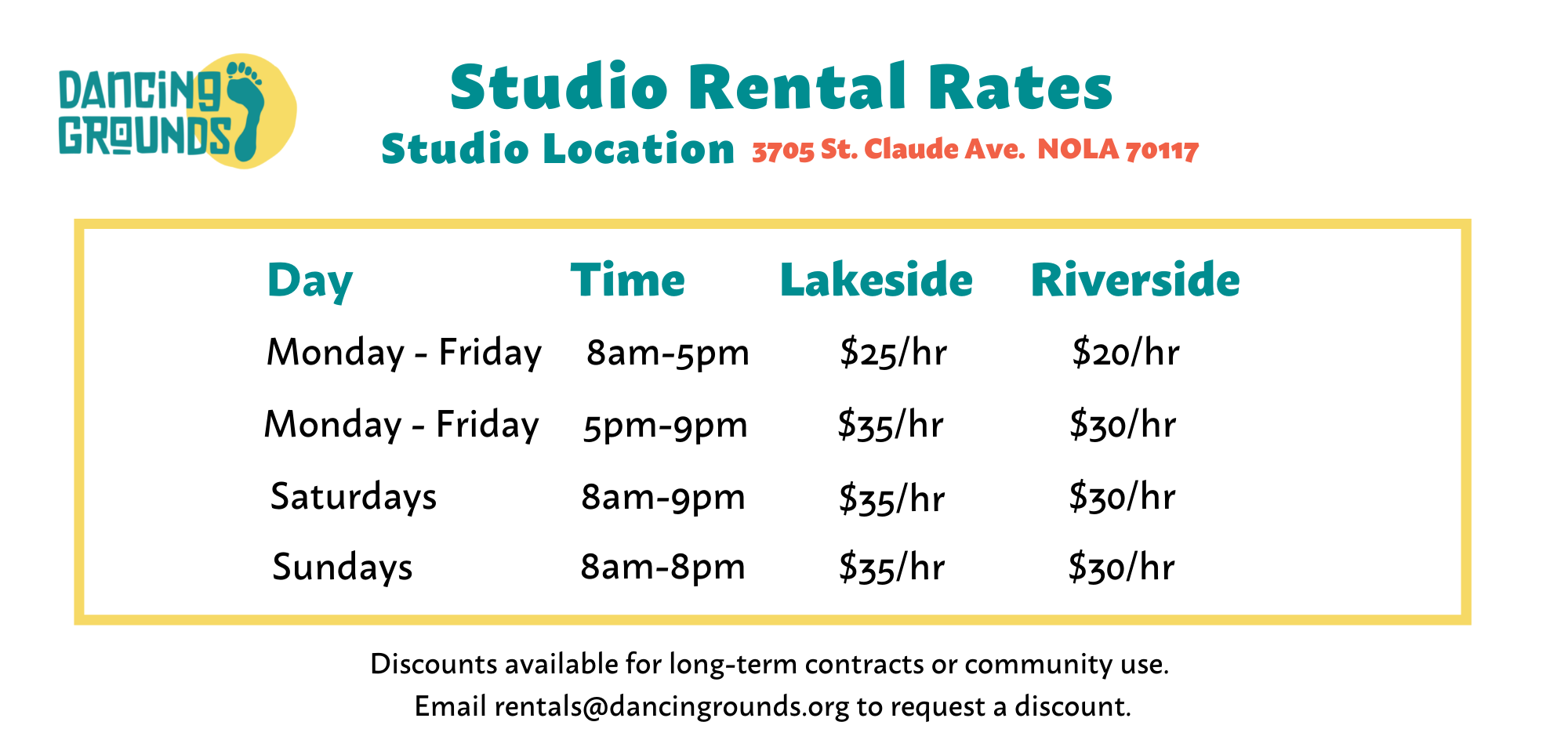 Rentals & Privates — Dancing Grounds