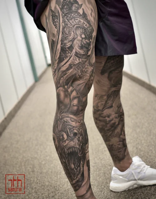 Japanese Samurai Tattoo Leg