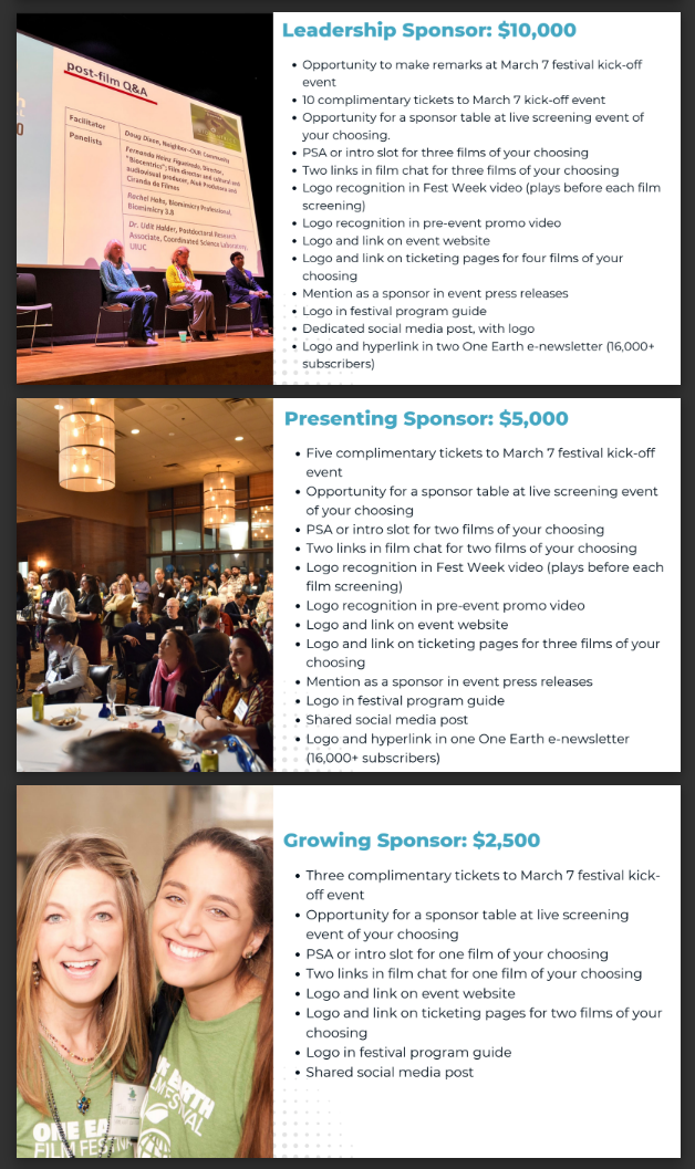 Sponsors for One Earth Film Festival — One Earth Film Festival