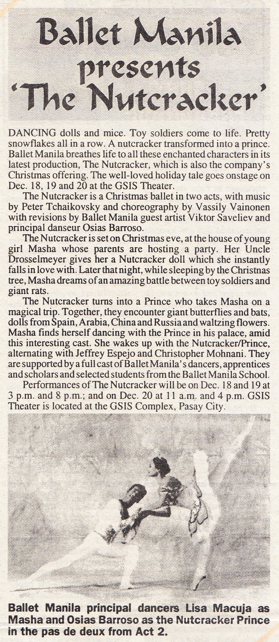 This Month in BM History: December 1998 — Ballet Manila Archives