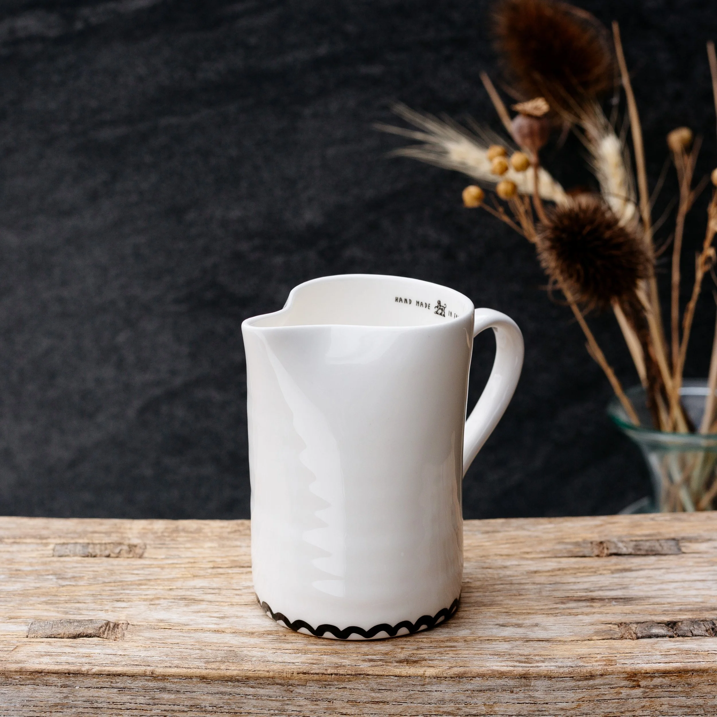 Bone China Milk Jug in Stripes and Gold — Emma Alington