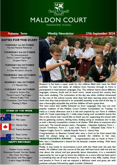 School Newsletter — Maldon Court Preparatory School