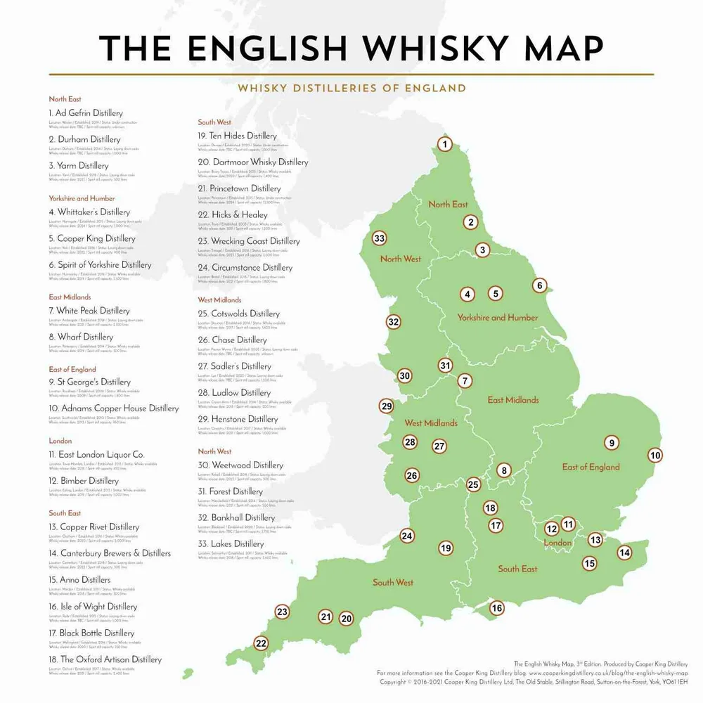 The English Whisky Map - 3rd Edition — Cooper King Distillery®