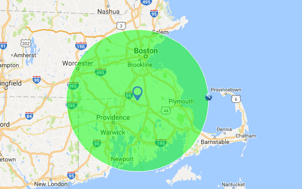 Local Delivery Map — Bay State Plate Rentals & Sales LLC