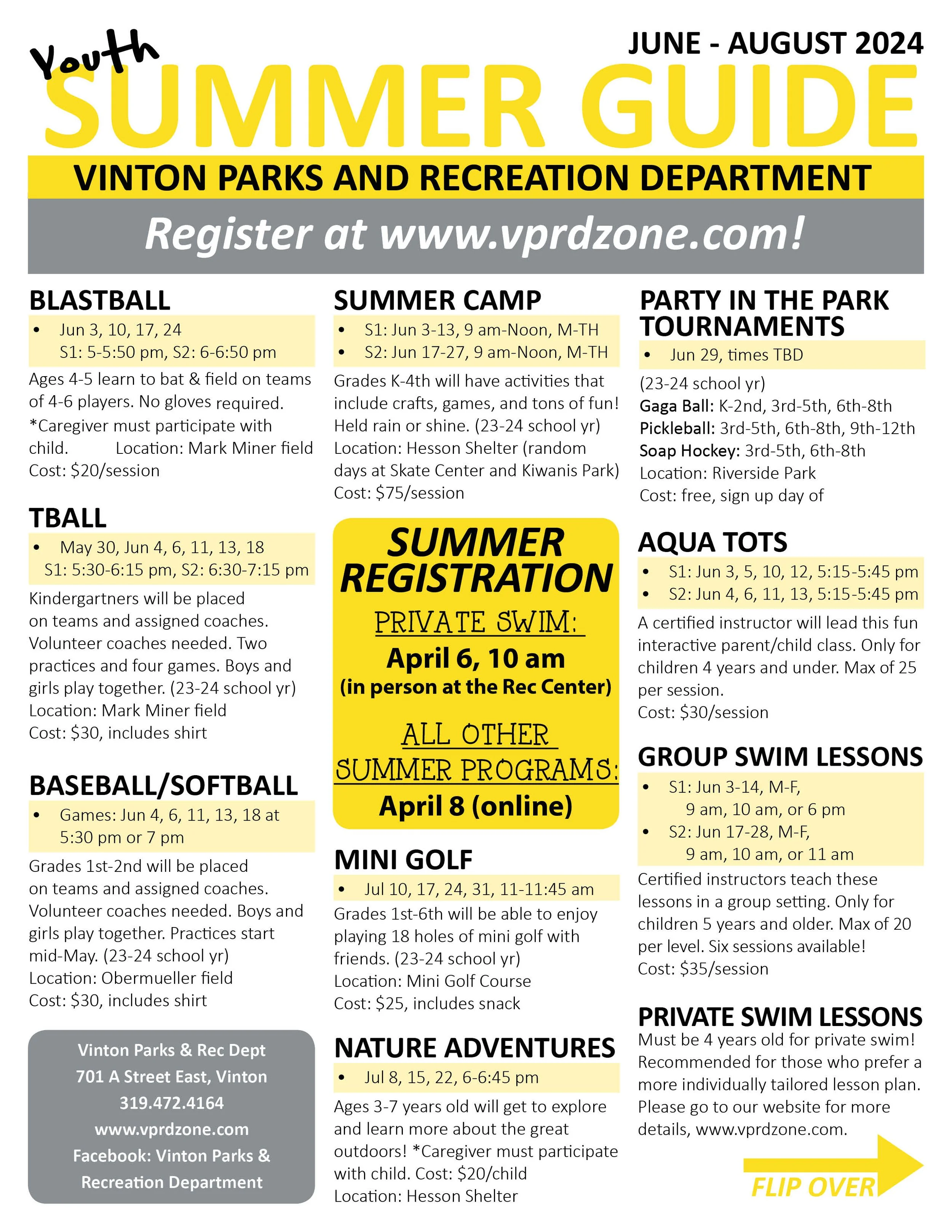 ACTIVITY GUIDES — Vinton Parks & Recreation Department