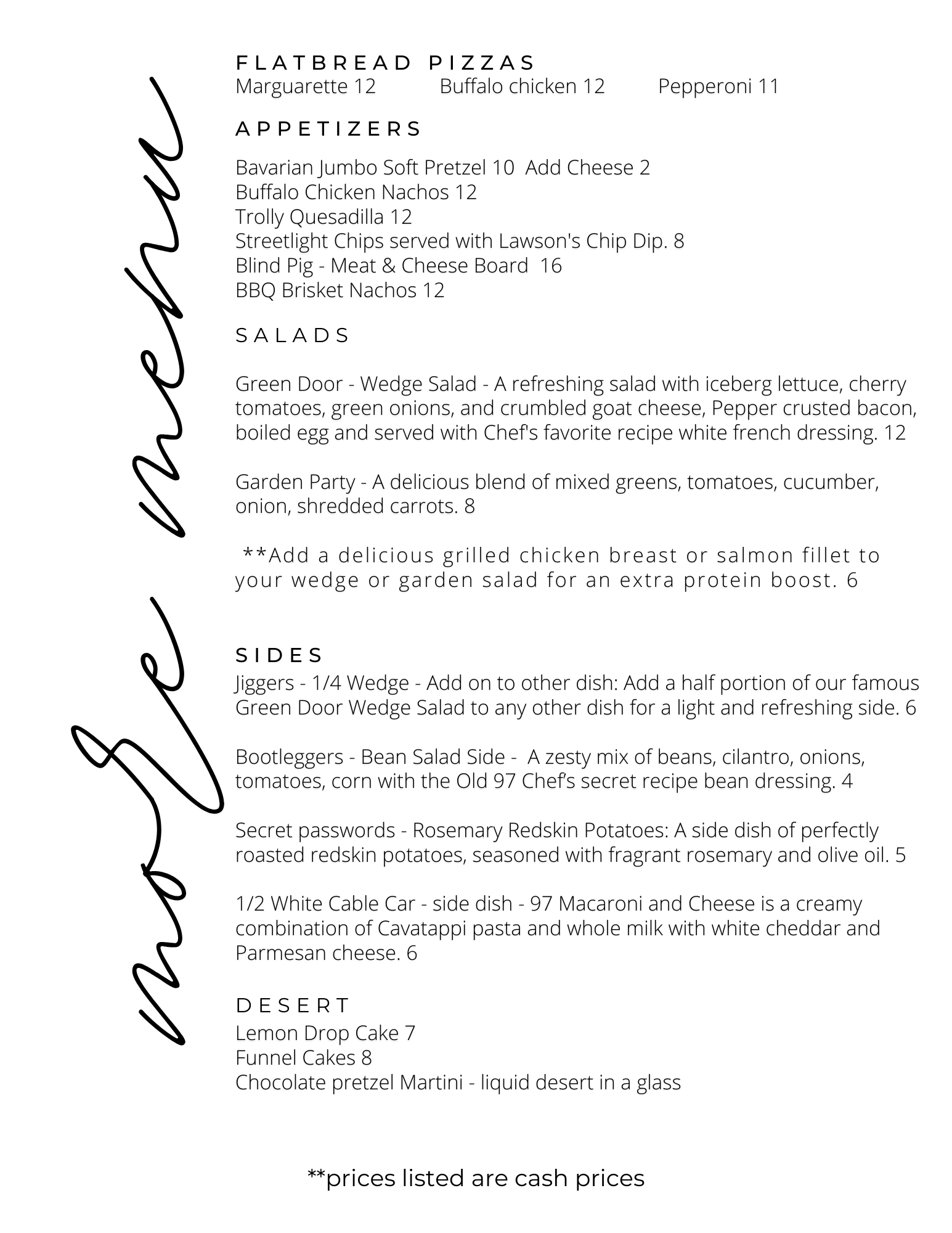 Cuisine & Cocktail Menu — Old 97