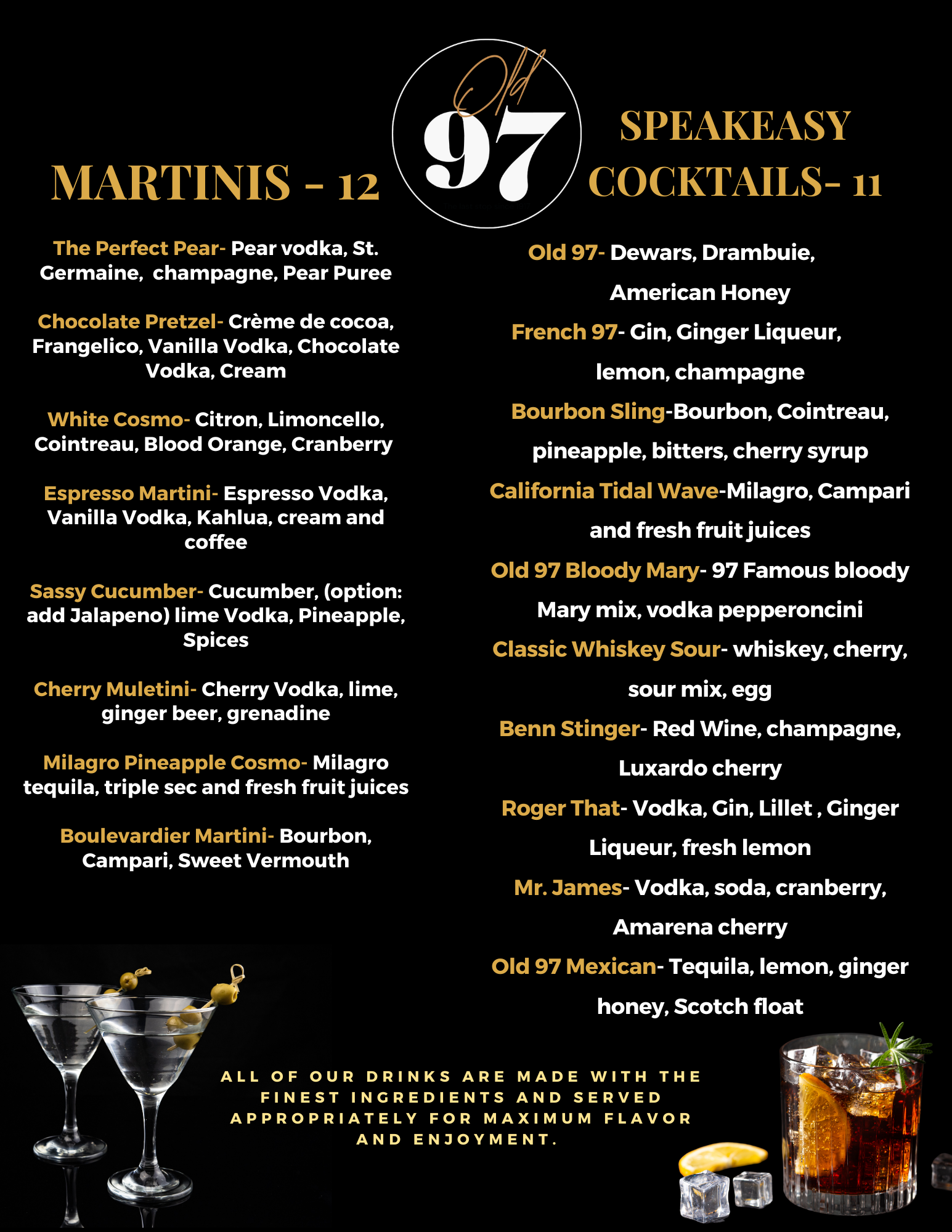 Cuisine & Cocktail Menu — Old 97