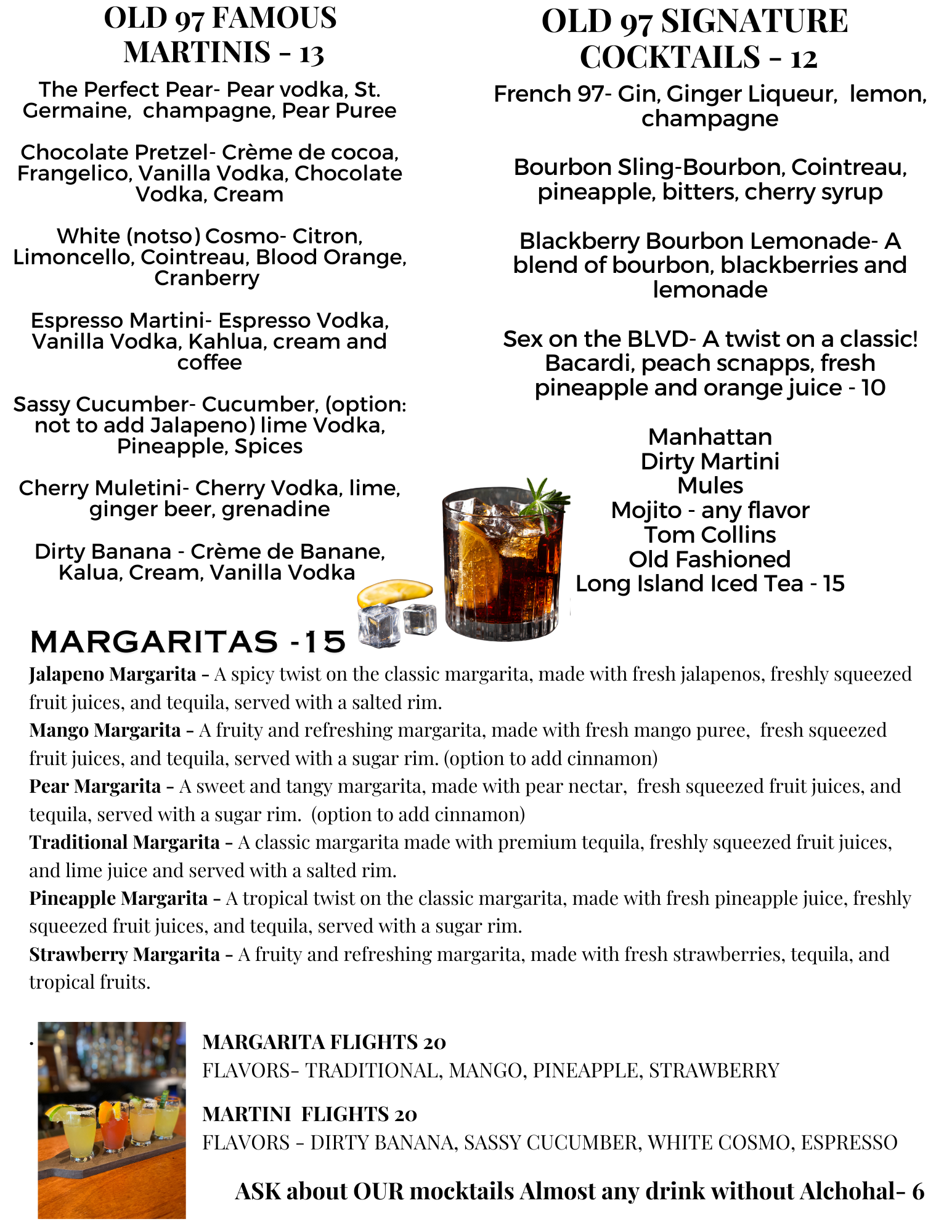 Cuisine & Cocktail Menu — Old 97