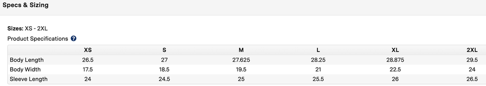 ALPHABRODER SIZE CHARTS — Sky High Marketing