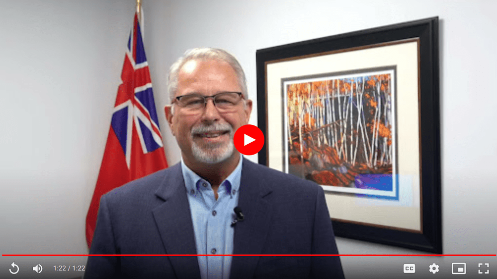 Congratulations from Hon. Neil Lumsden, Minister of Sport — Squash Ontario