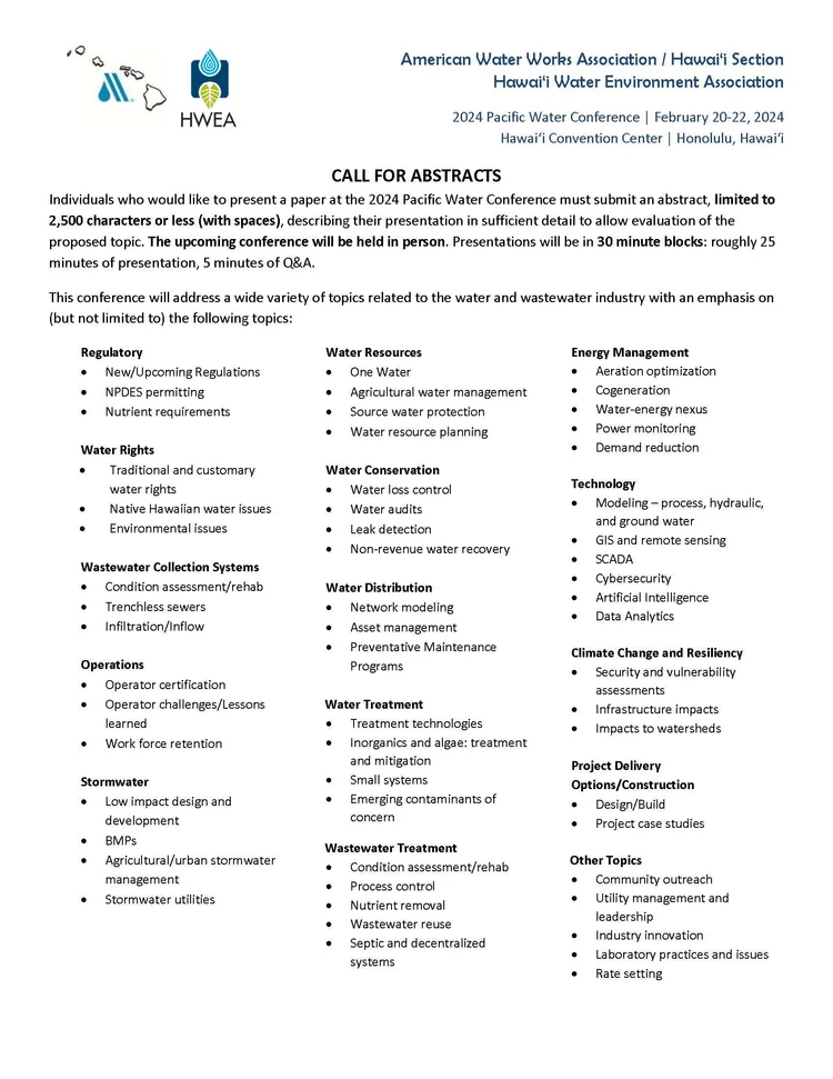 2024 Pacific Water Conference — AWWA Hawaii Section