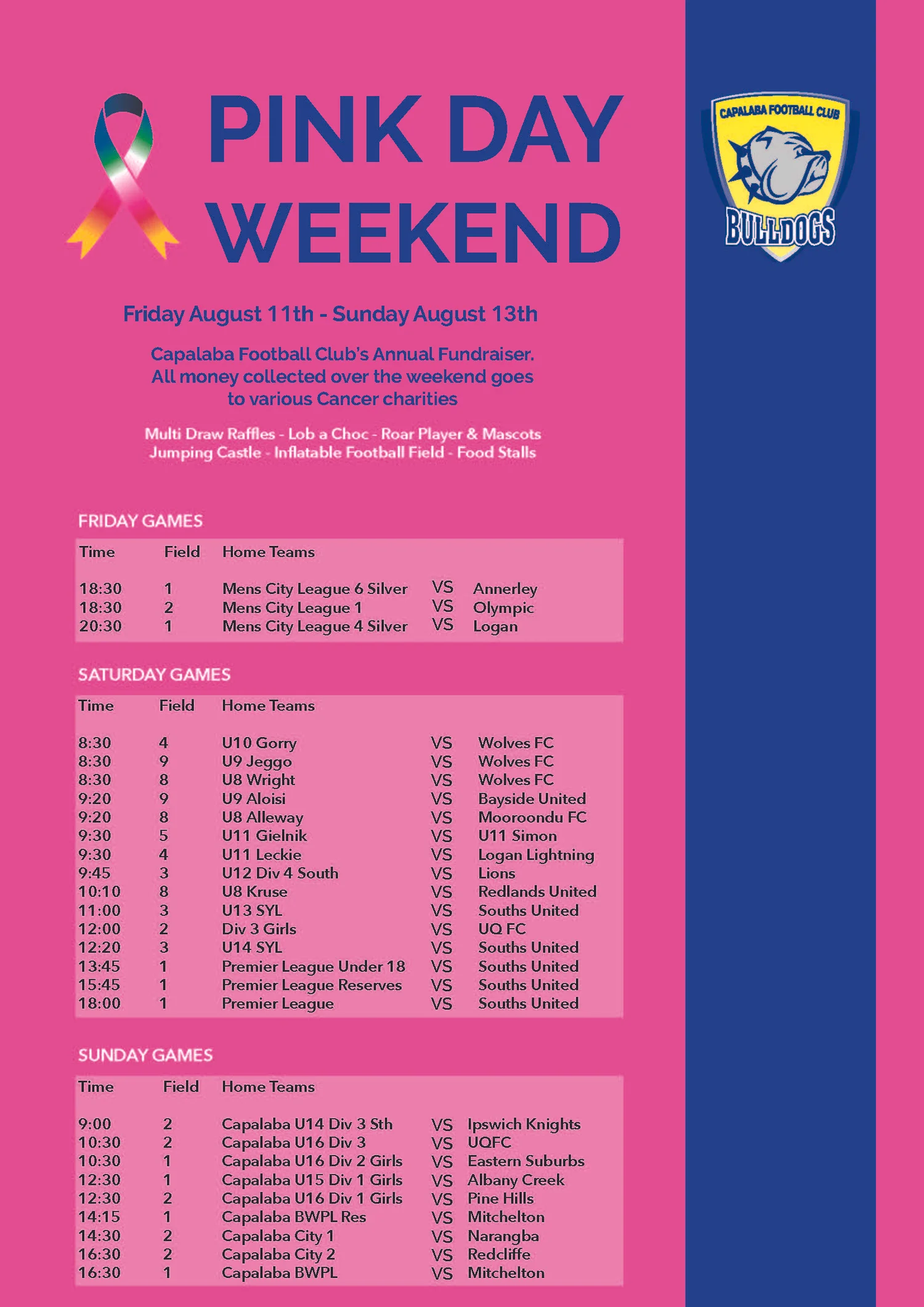 Calendar of Events — Capalaba Bulldogs Football Club