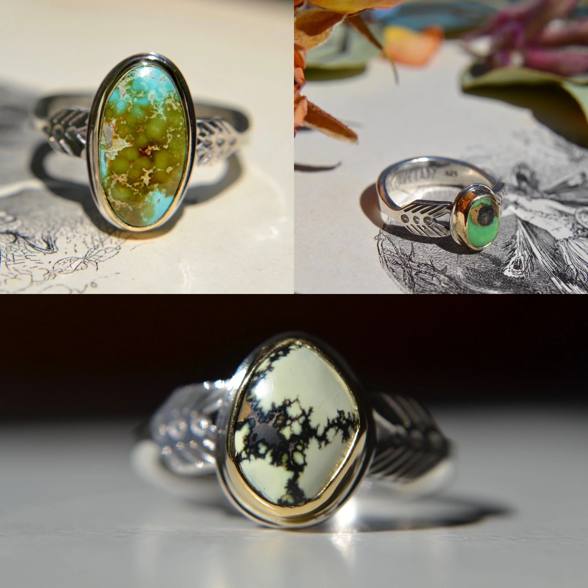Choose Your Own Turquoise Gold & Silver Vane Ring — The Cave Lady