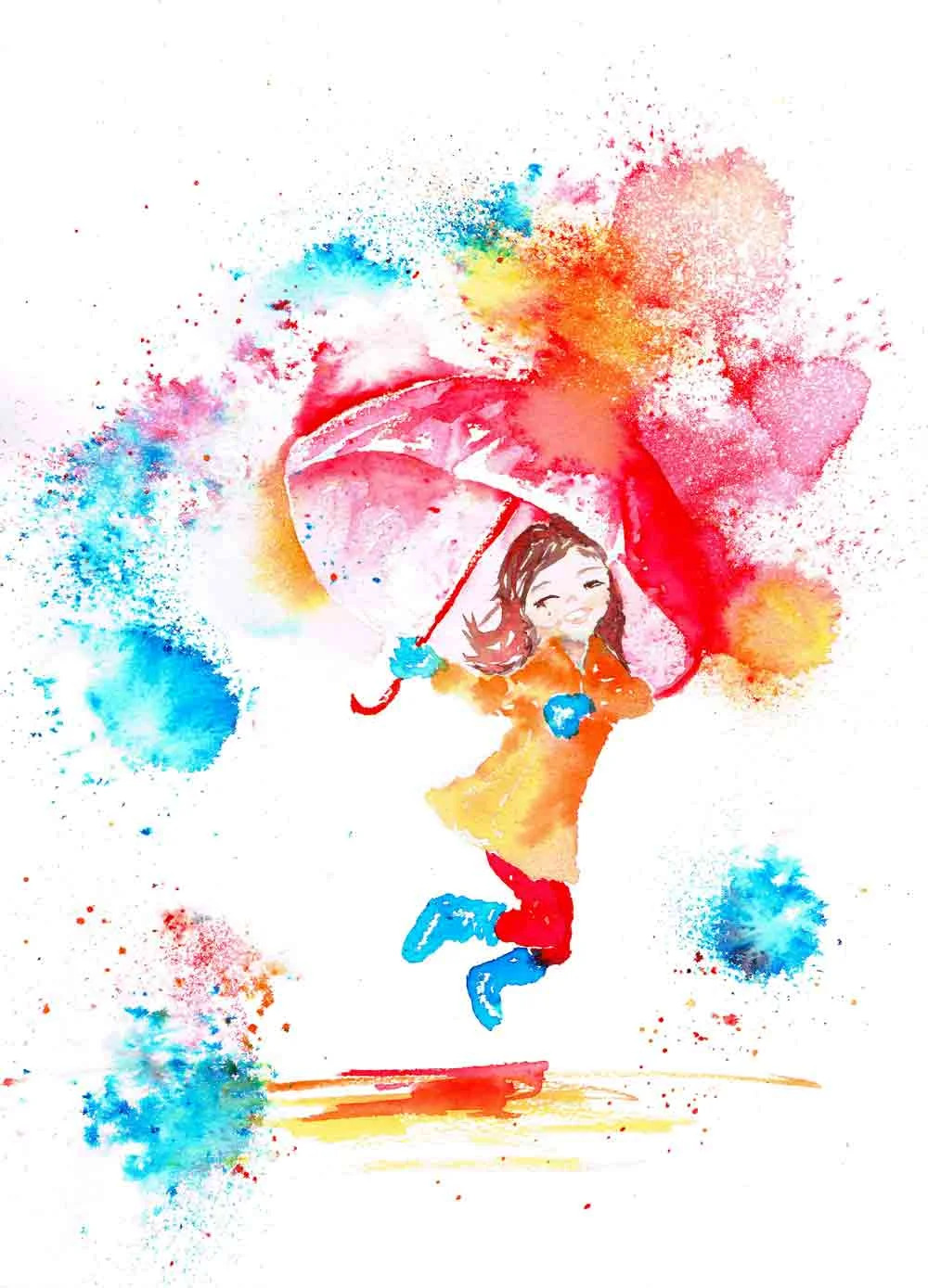 Paintings Rain Splashing In Puddles
