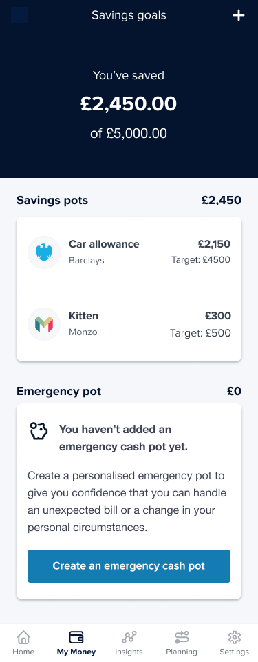 Feature in Focus: Savings Goals — Moneyhub