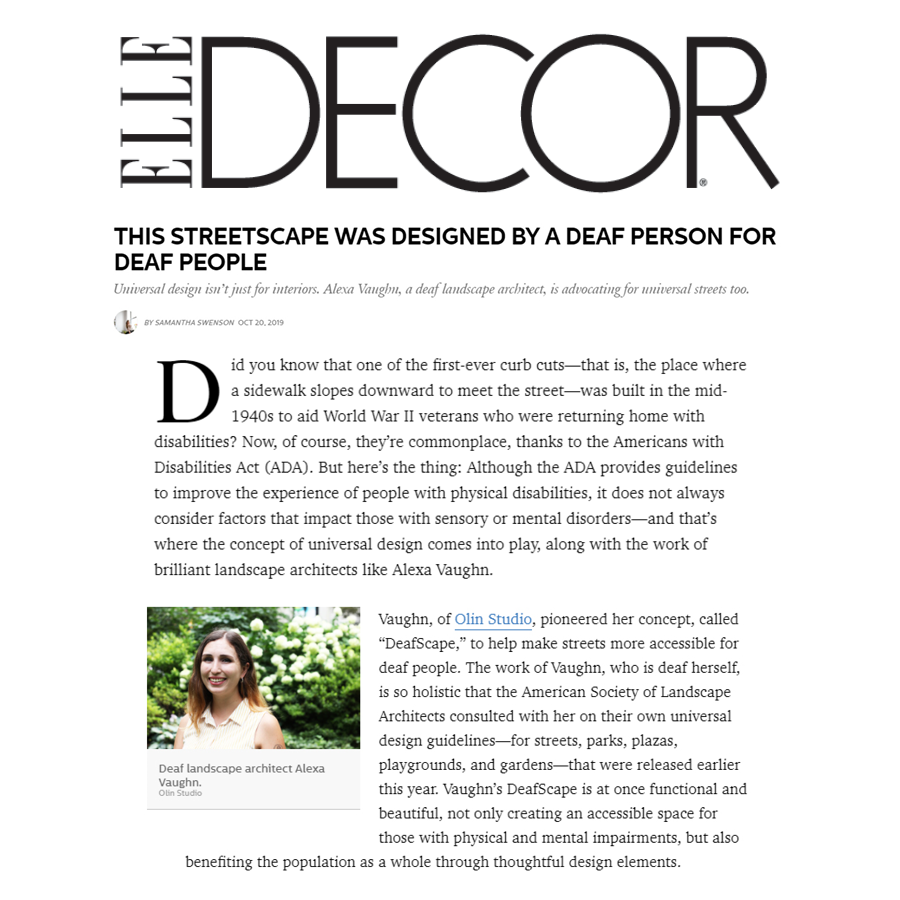 DeafScape in ElleDecor — OLIN Labs