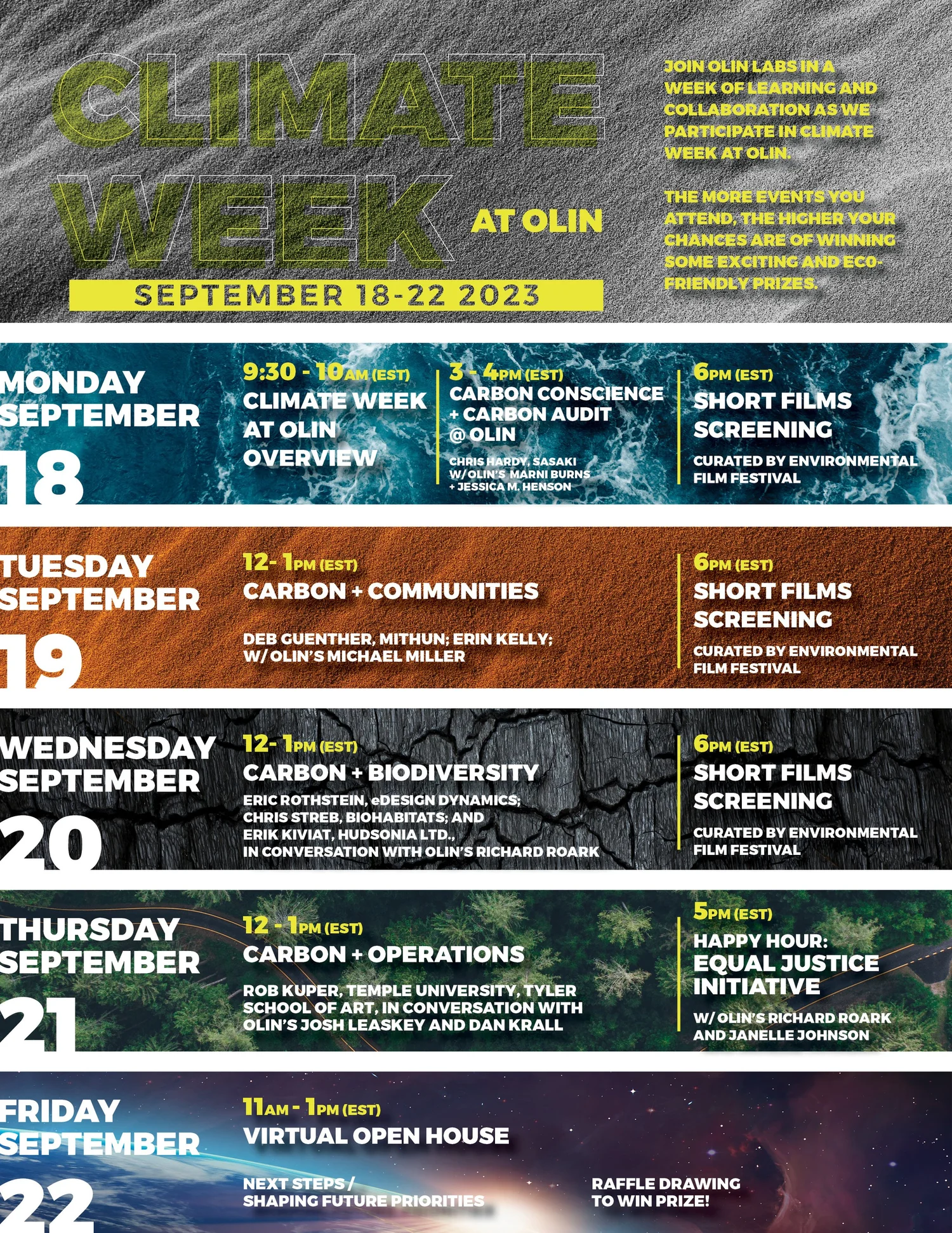 Climate Week at OLIN 2023 Schedule announced — OLIN Labs