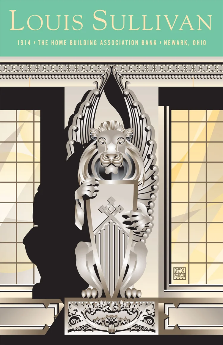 A poster series of the historic Louis Sullivan “Jewel Box” Bank in ...