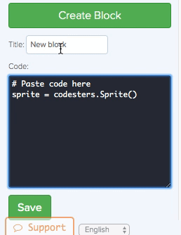 Custom Blocks — Codesters Support