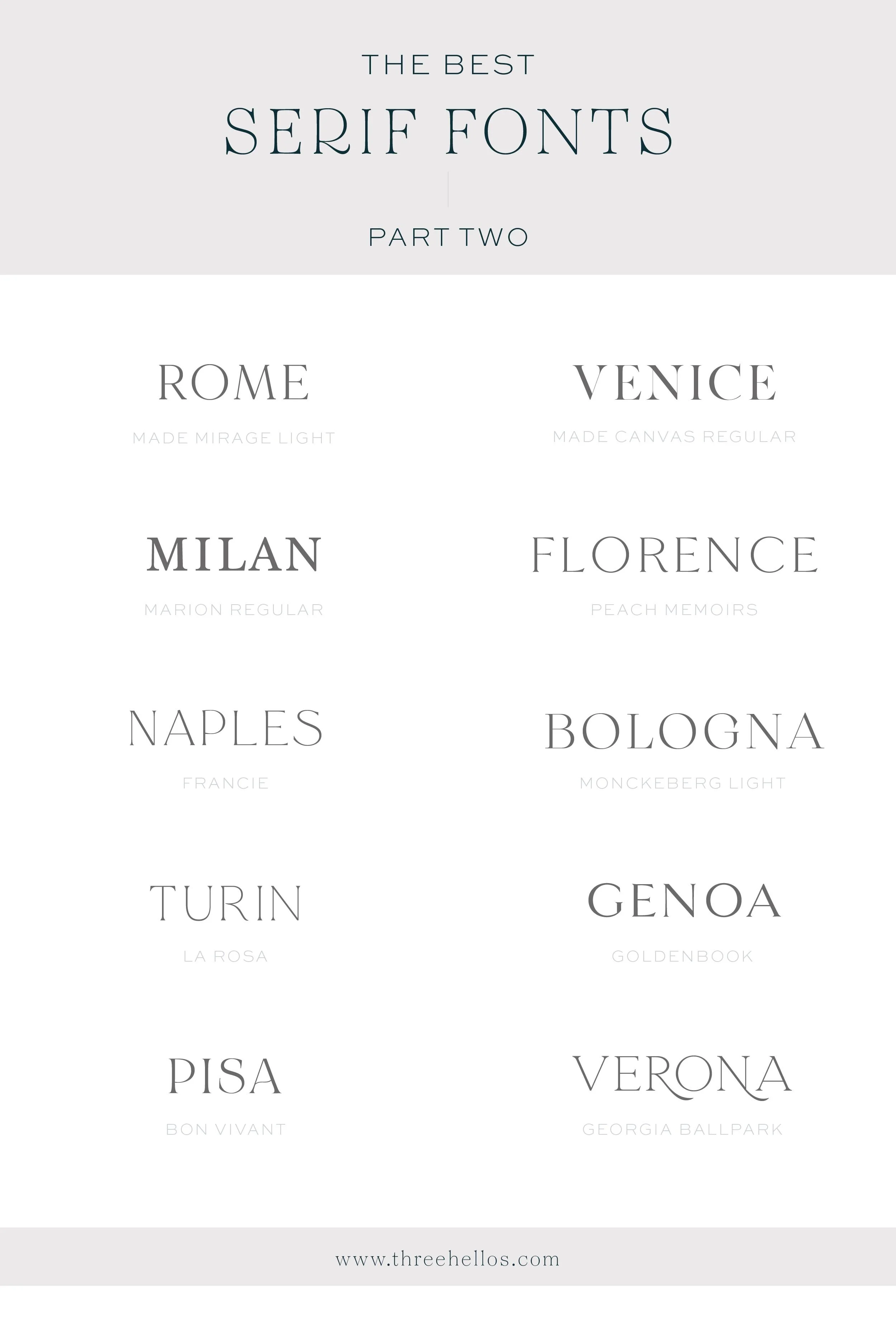 The Best Serif Fonts for Branding - {Part Two} — Three Hellos | Artisan ...