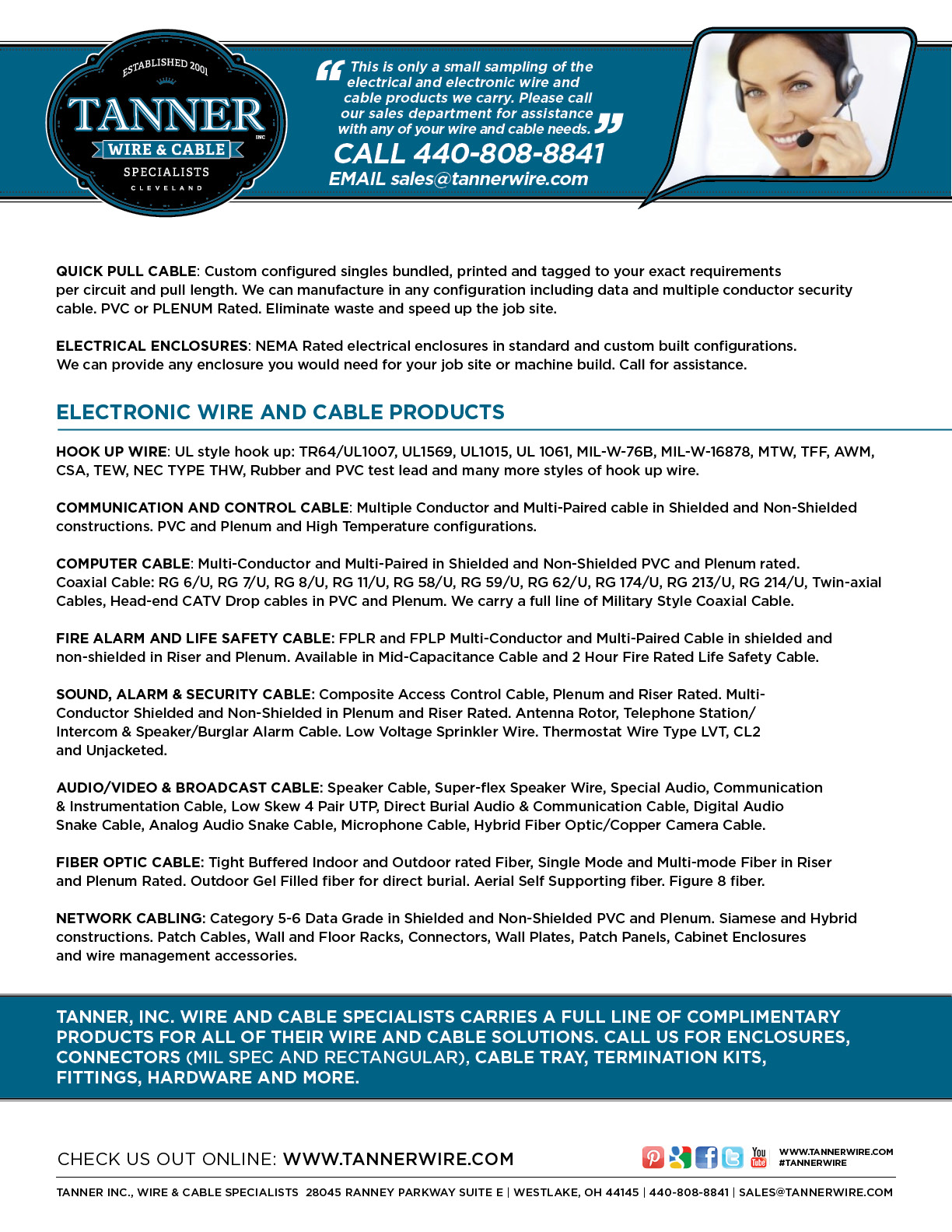 Products — Tanner Inc., Wire & Cable Specialists