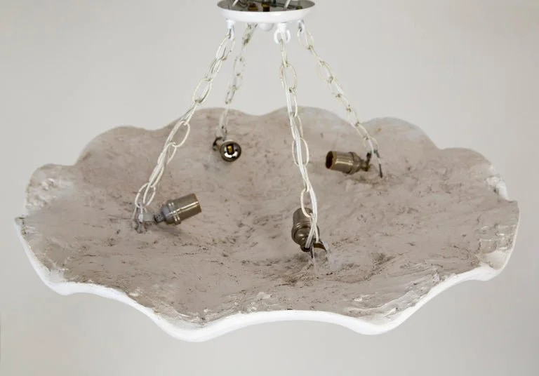 Large (29") Smooth Undulating White Plaster Shell Pendant Light — DOGFORK