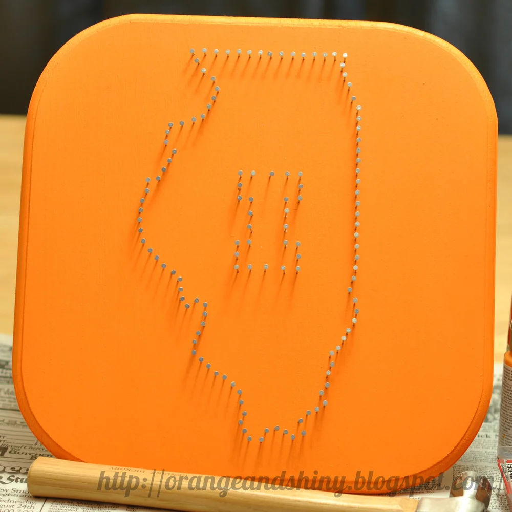 Nail String Art — Orange & Shiny