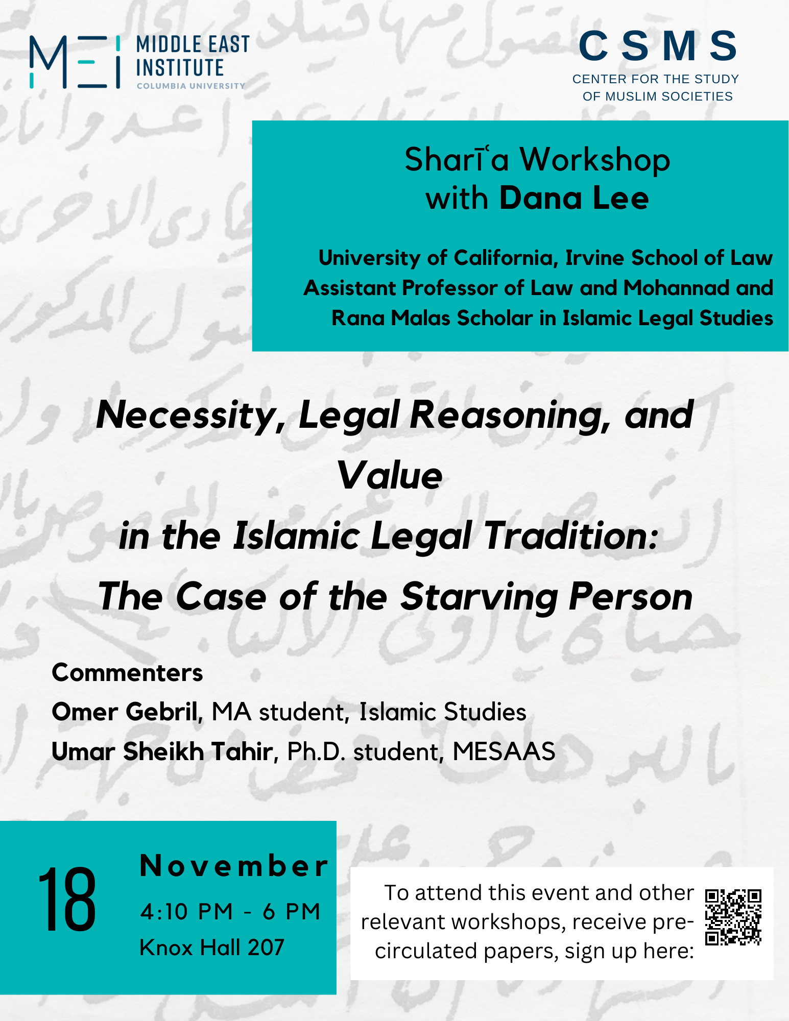 SHARIA WORKSHOP | Necessity, Legal Reasoning, and Value — Middle East ...