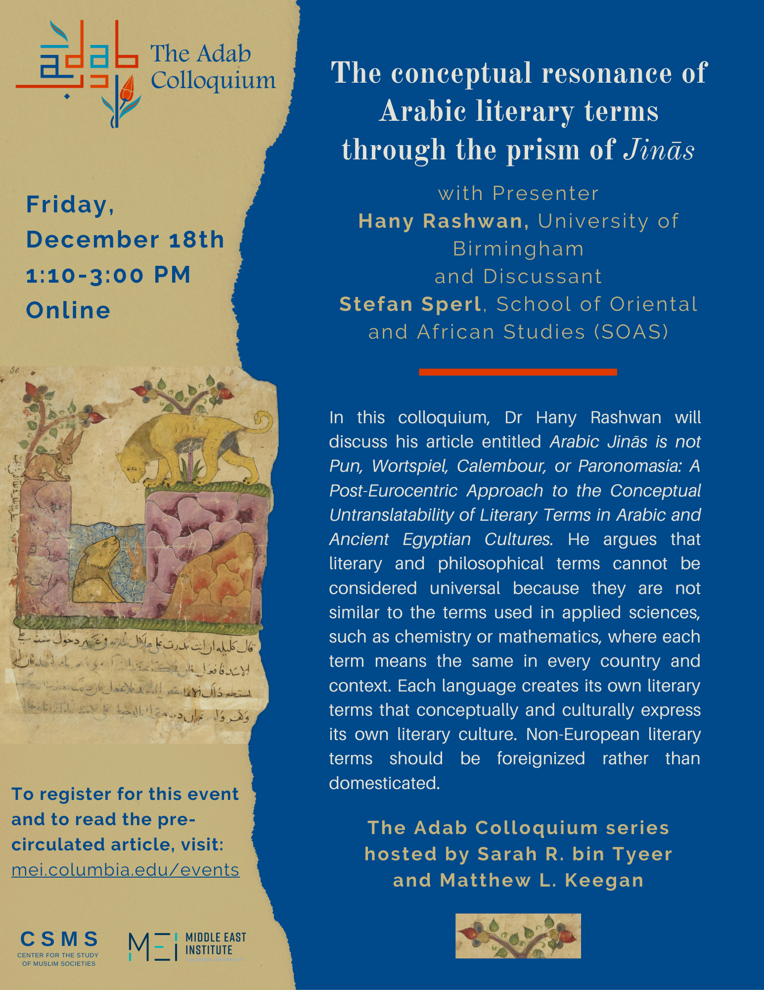 Adab Colloquium: The conceptual resonance of Arabic literary terms ...