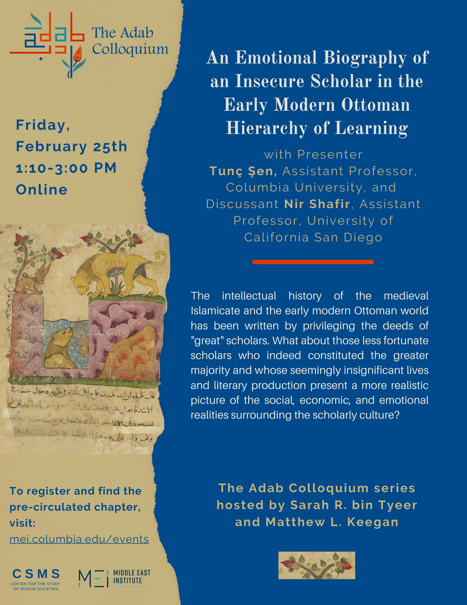 Adab Colloquium: An Emotional Biography of an Insecure Scholar in the ...
