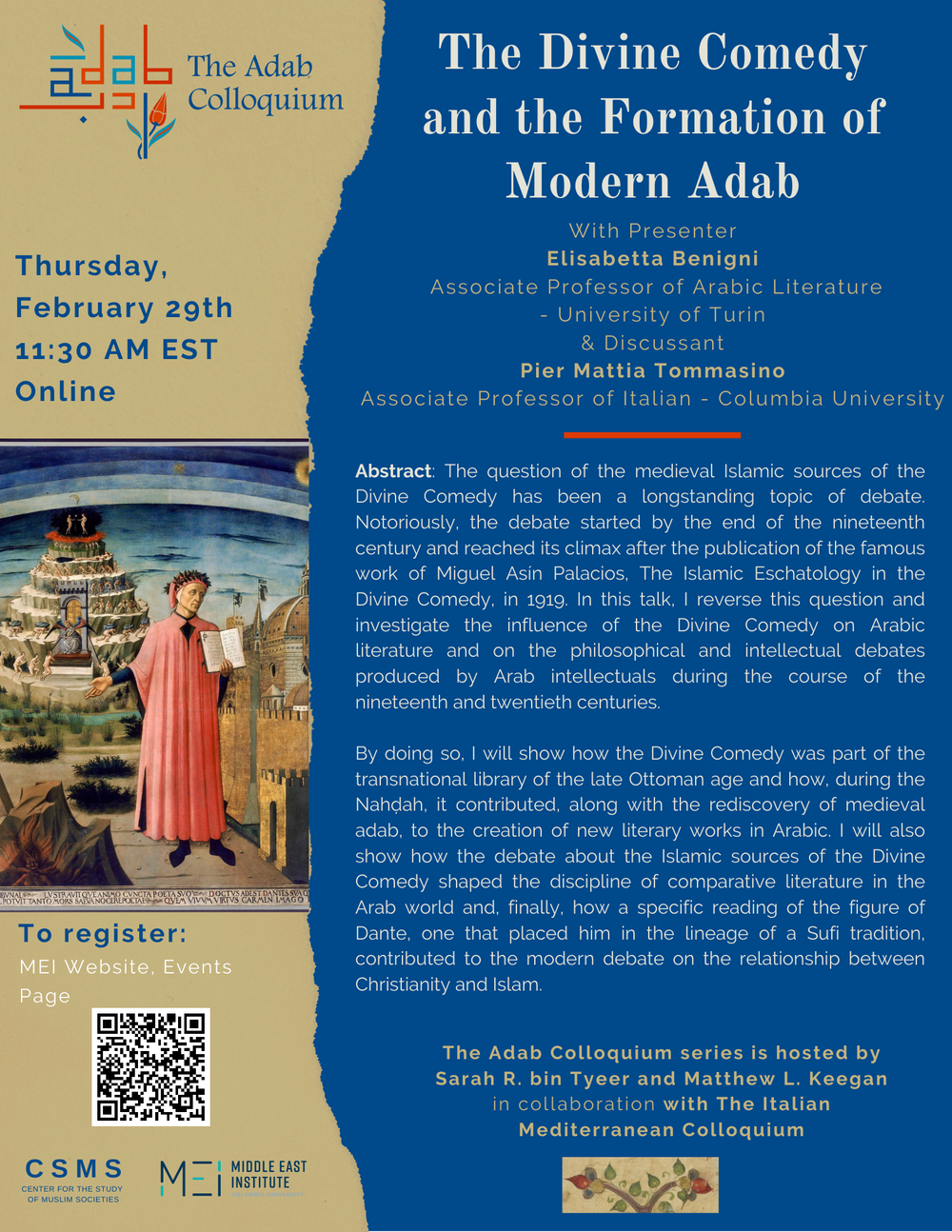 The Adab Colloquium: The Divine Comedy and the Formation of Modern Adab ...