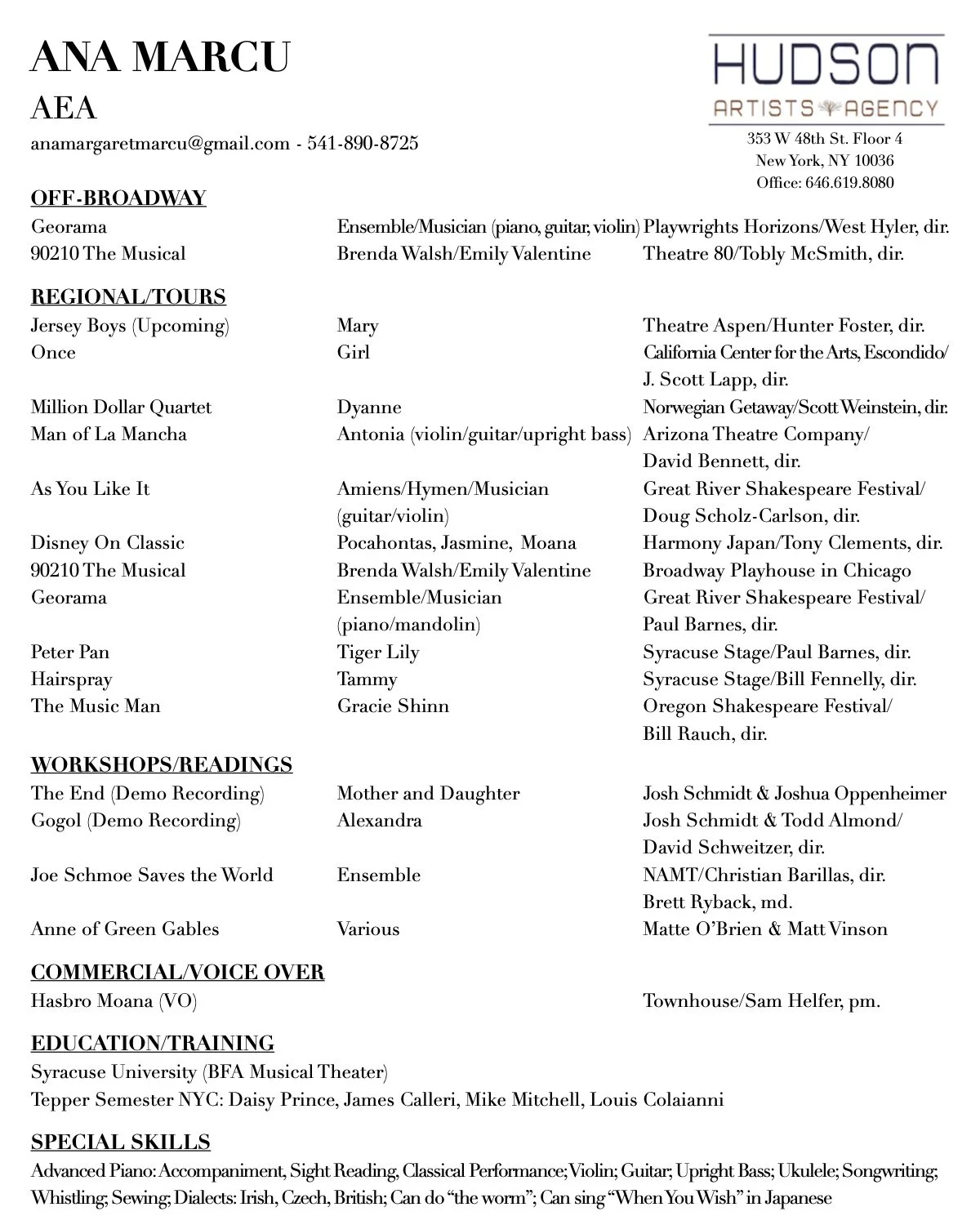 Resume — Ana Marcu