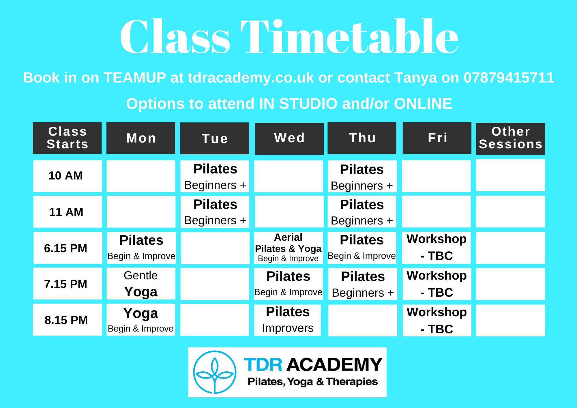 Classes — TDR Academy of Pilates, Yoga and Therapies