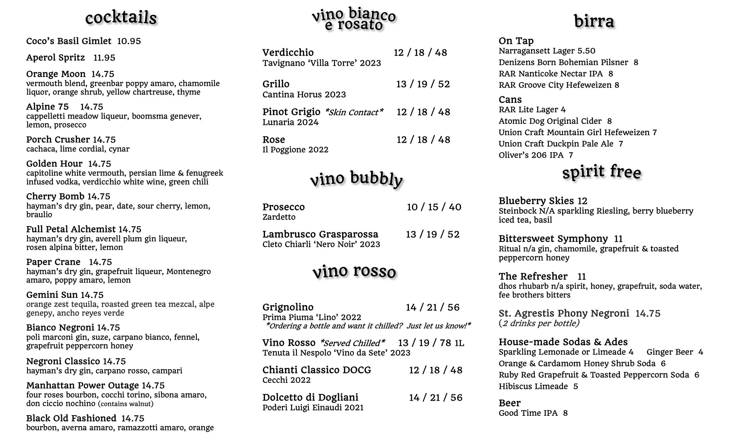 Menus — Little Coco's