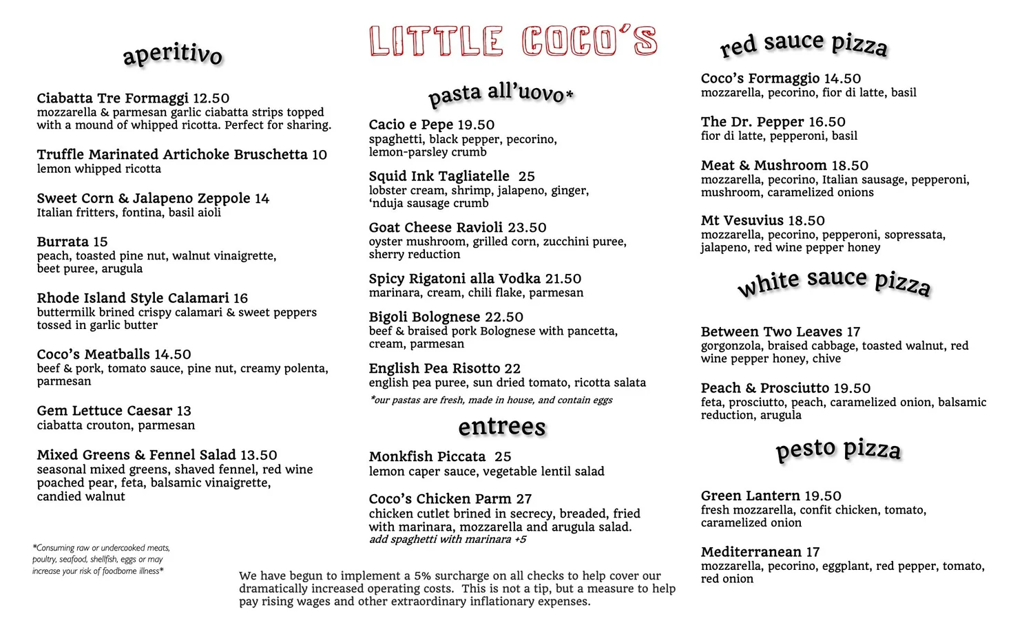 Menus — Little Coco's