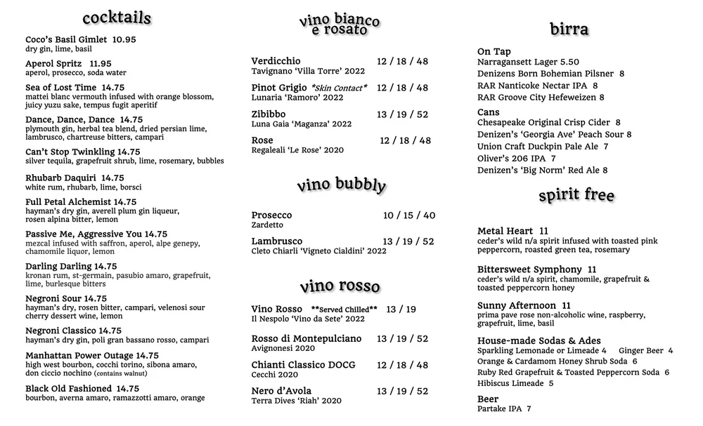 Menus — Little Coco's